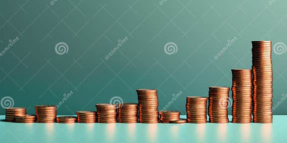 Commodity Trading Concept. Stacks of Copper Coins Forming a Growth ...