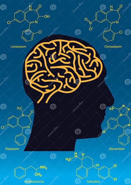 Common brain medication stock illustration. Illustration of brain ...