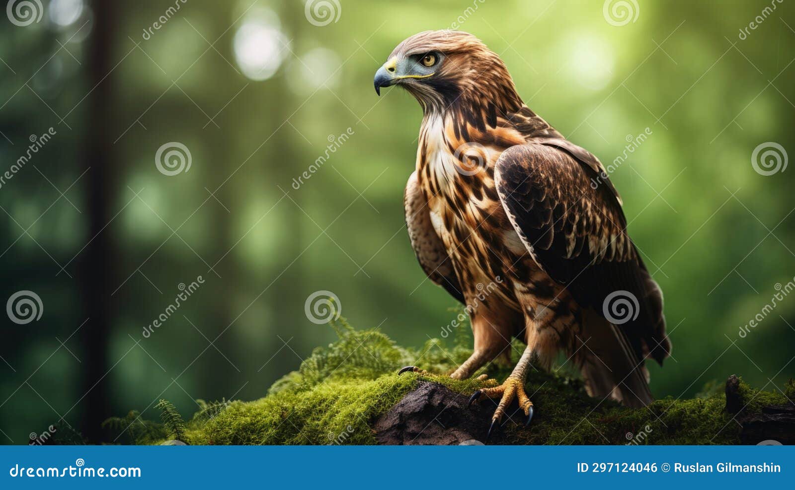 Common Buzzard, Buteo Flying in the Forest Stock Photo - Image of ...