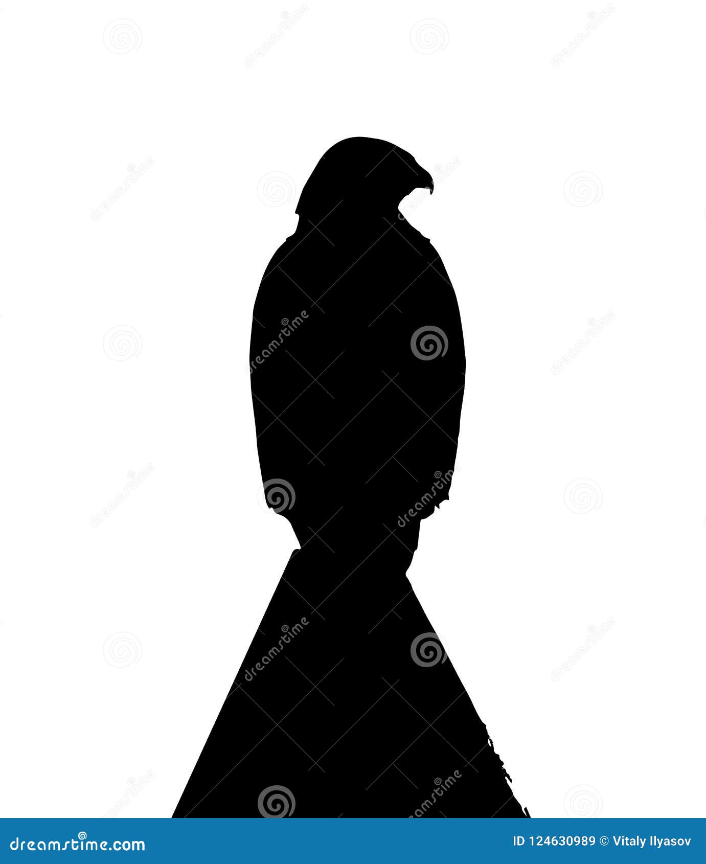 Common Buzzard Sits on the Roof Silhouettes Stock Vector - Illustration ...