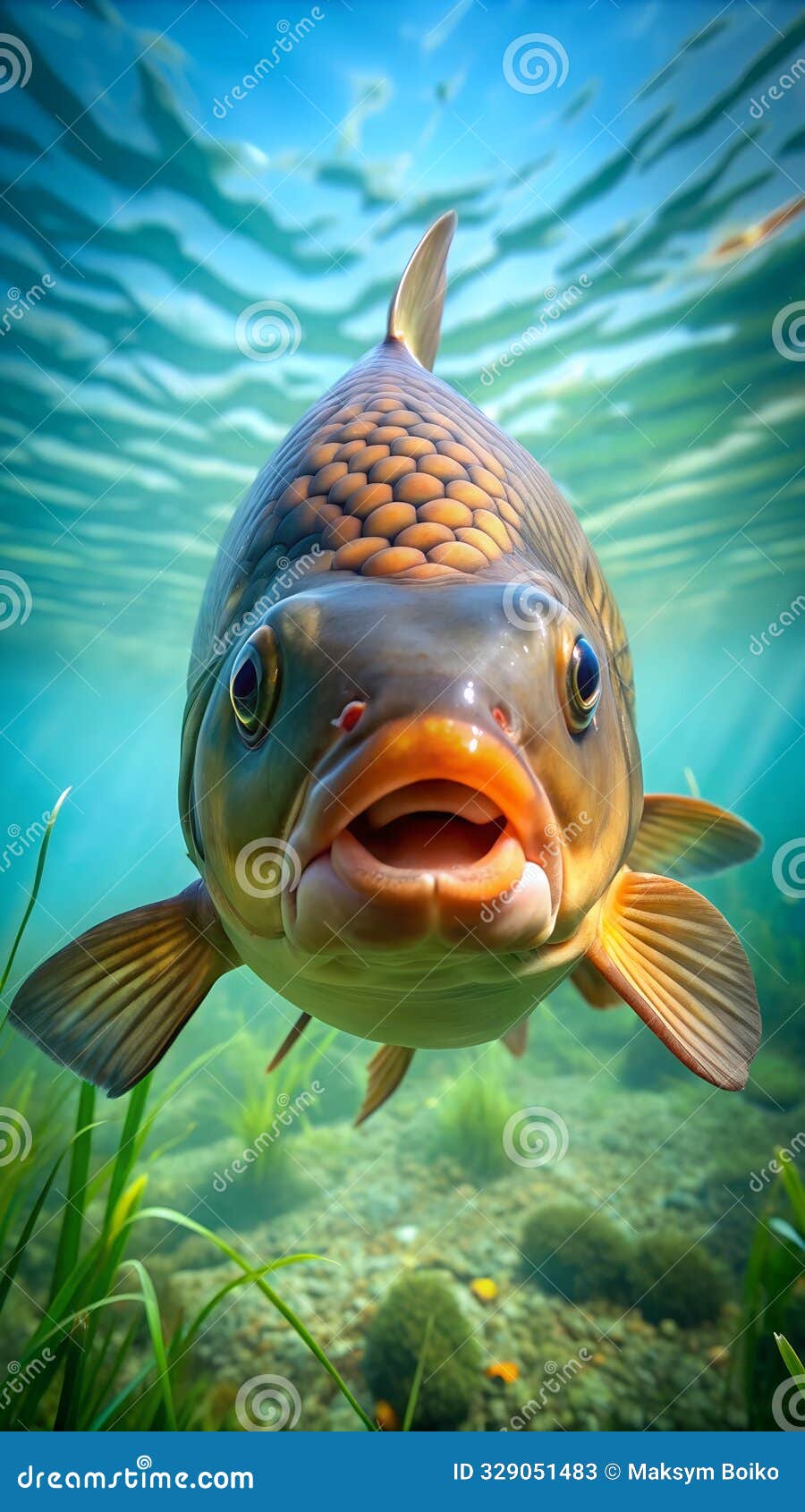 Common Carp Fish Laughs Sea Stock Illustration - Illustration of ...