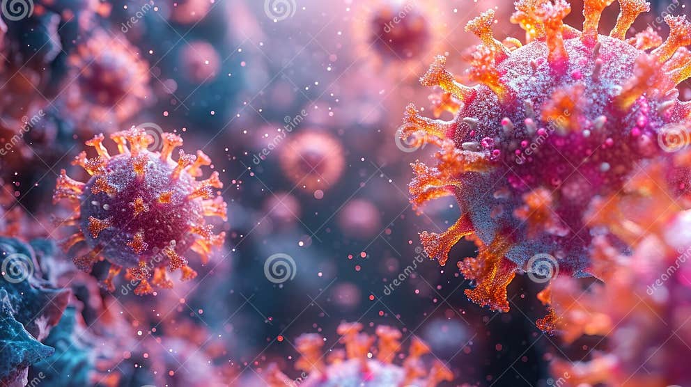 Common Cold Virus Under Microscope AI Generated Stock Illustration ...