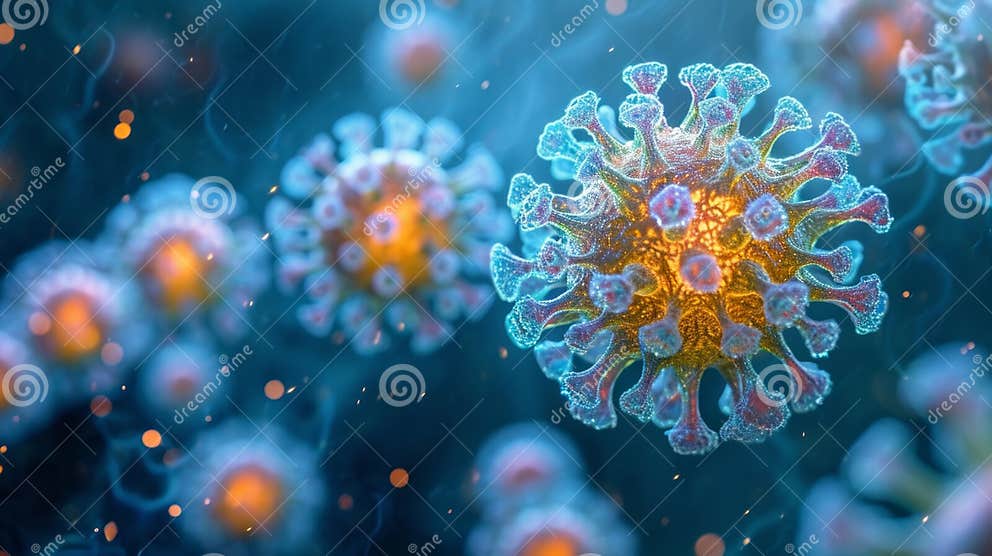 Common Cold Virus Under Microscope AI Generated Stock Illustration ...