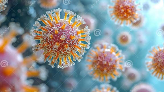 Common Cold Virus Under Microscope AI Generated Stock Illustration ...