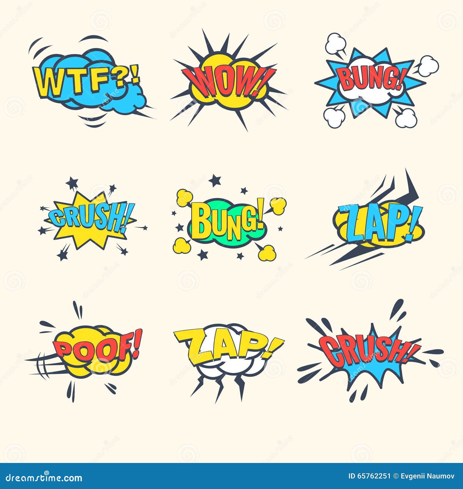 Comics Exclamations, Speech Bubble Vector Illustration Set ...