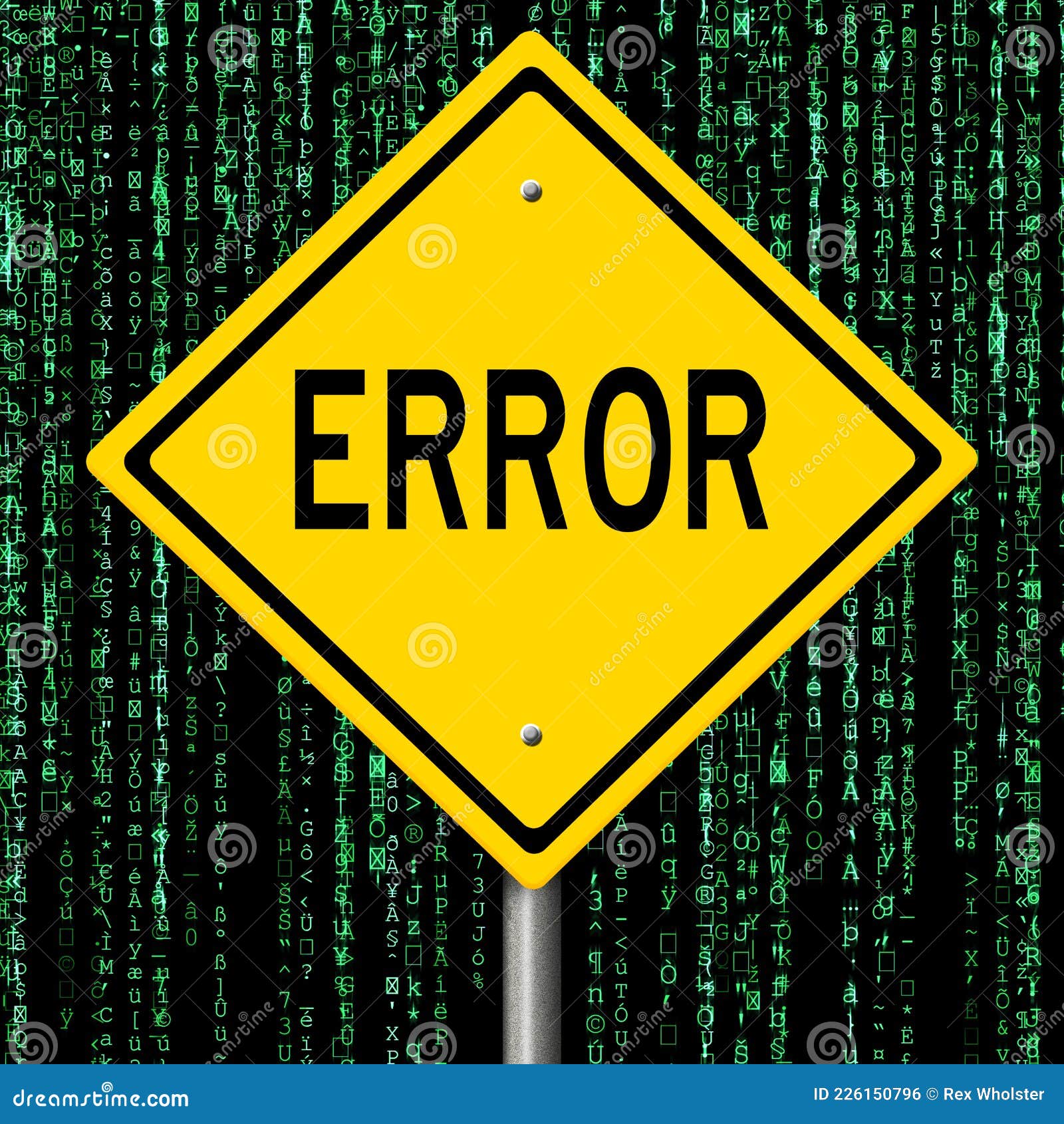 Rendering of a Yellow Highway Sign with Error Message Stock ...