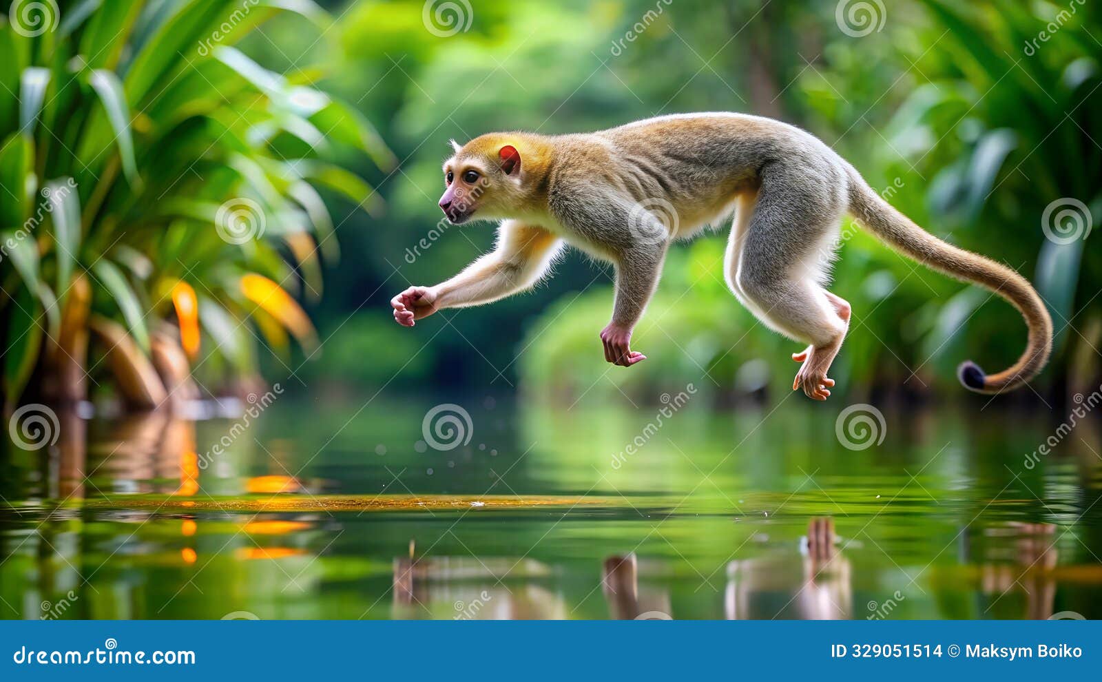 Common Cuscus Monkey Jumps Lake Stock Illustration - Illustration of ...