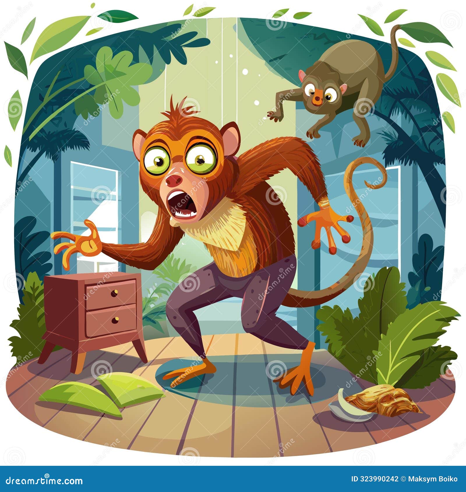 Common Cuscus Monkey Panicked Goes Room Vector Stock Illustration ...