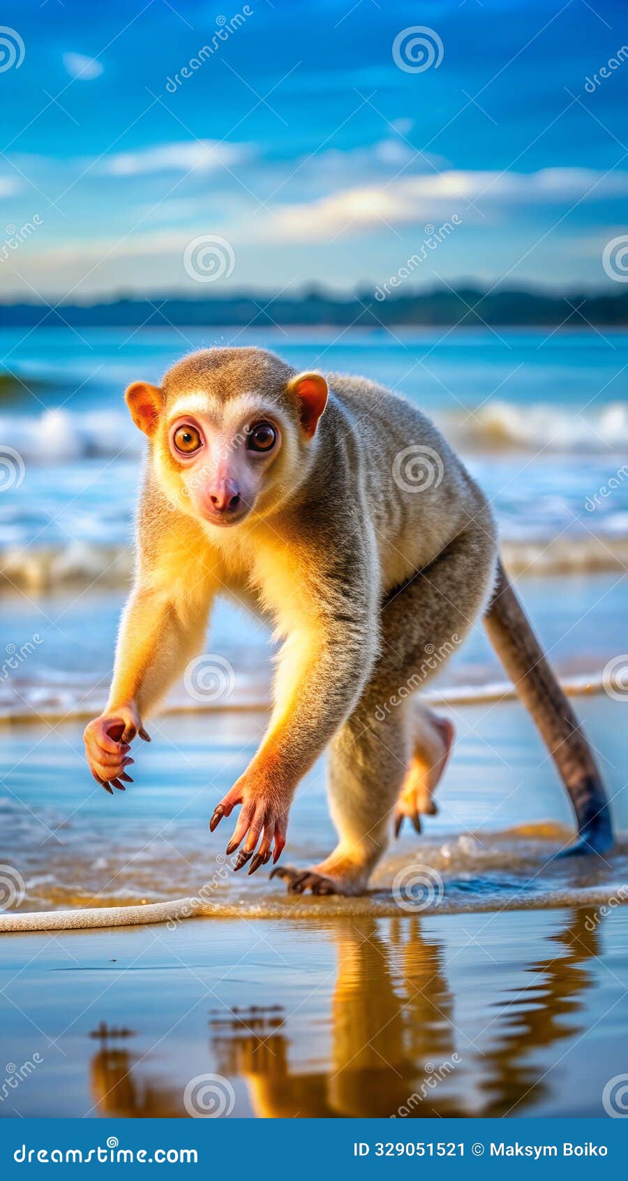 Common Cuscus Monkey Runs Sea Stock Illustration - Illustration of ...
