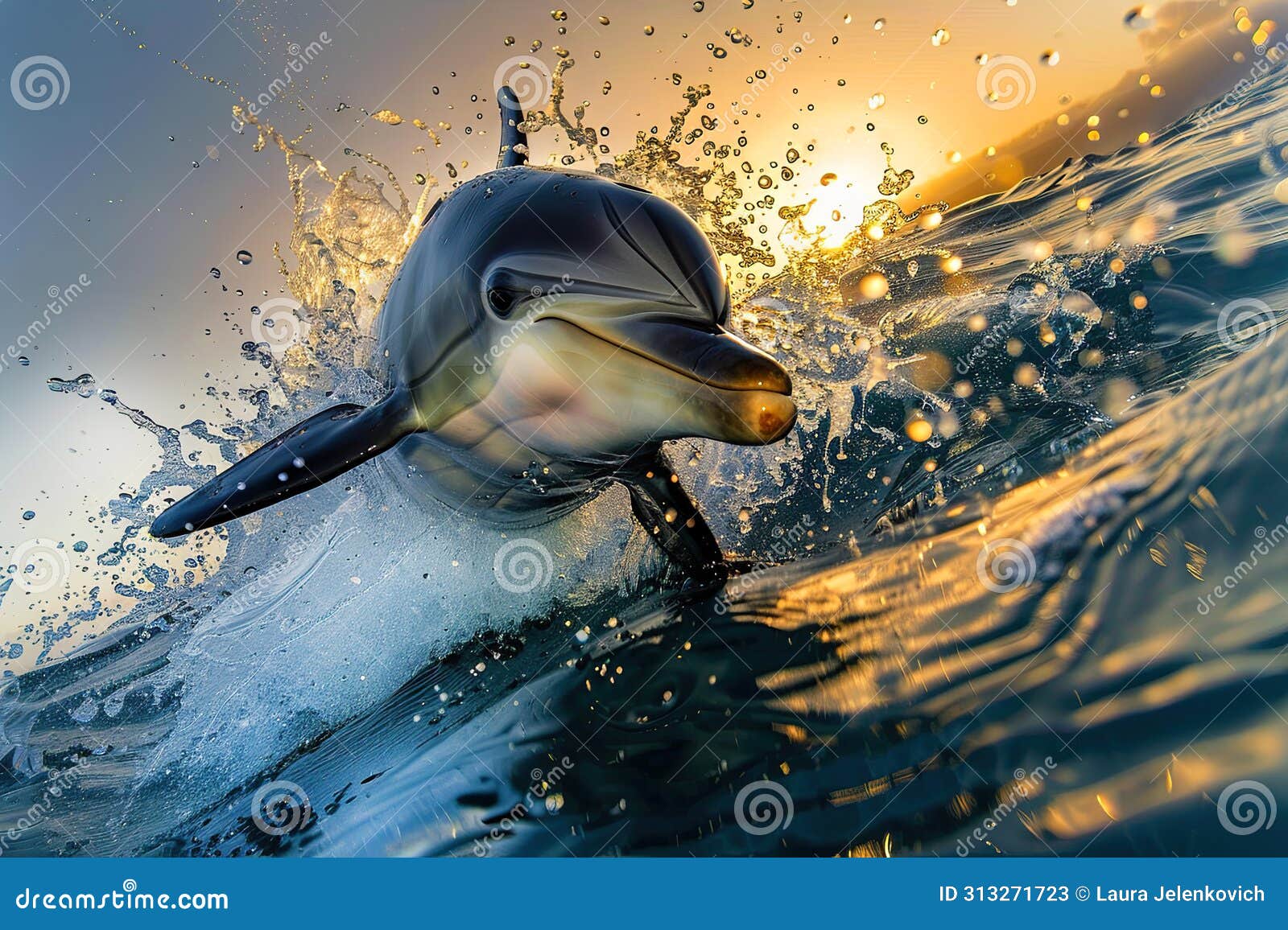 A Common Dolphin Jumping Out of the Water Stock Illustration ...