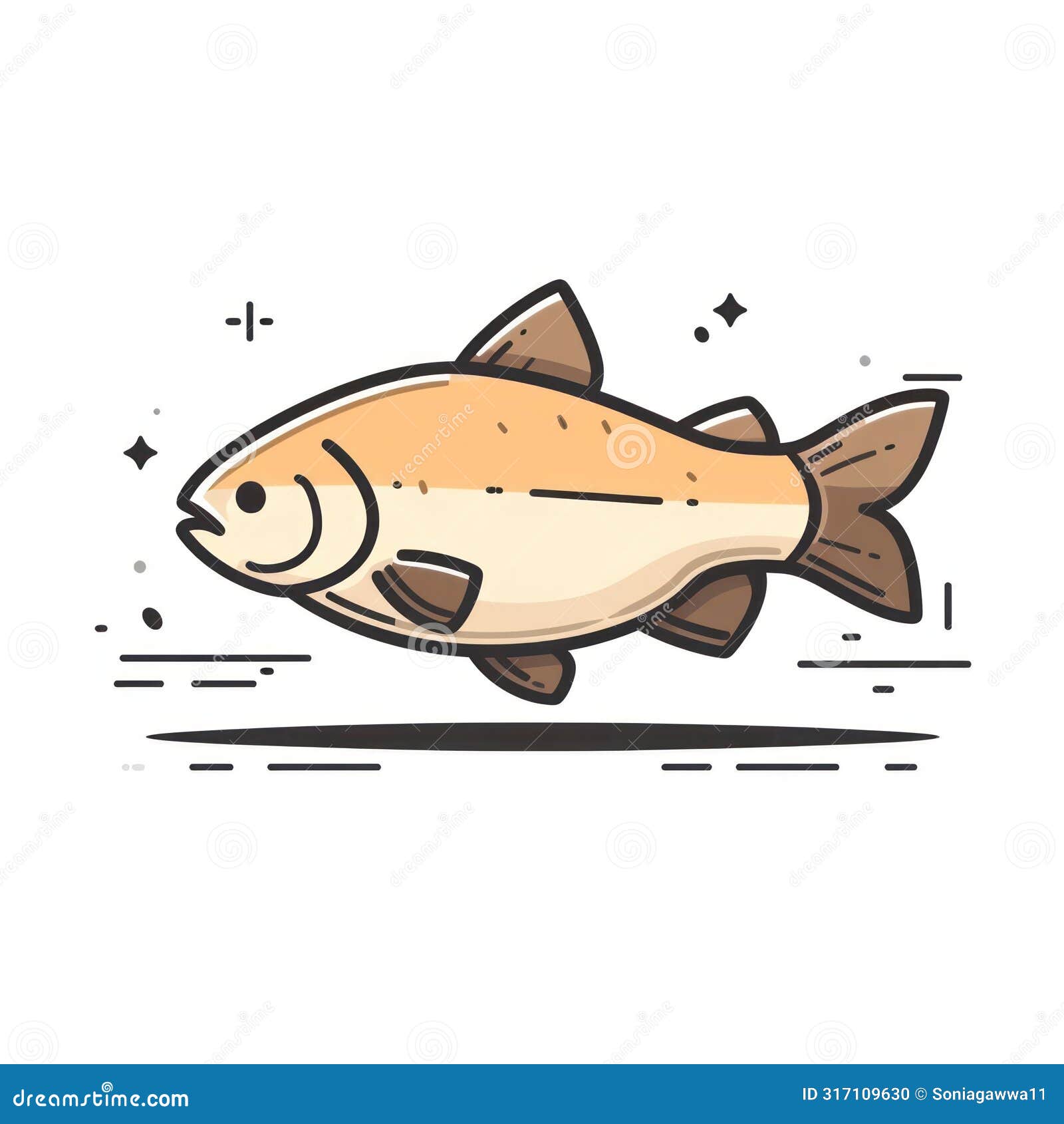 Common Fish Cartoon Flat Illustration Minimal Line Art Stock ...