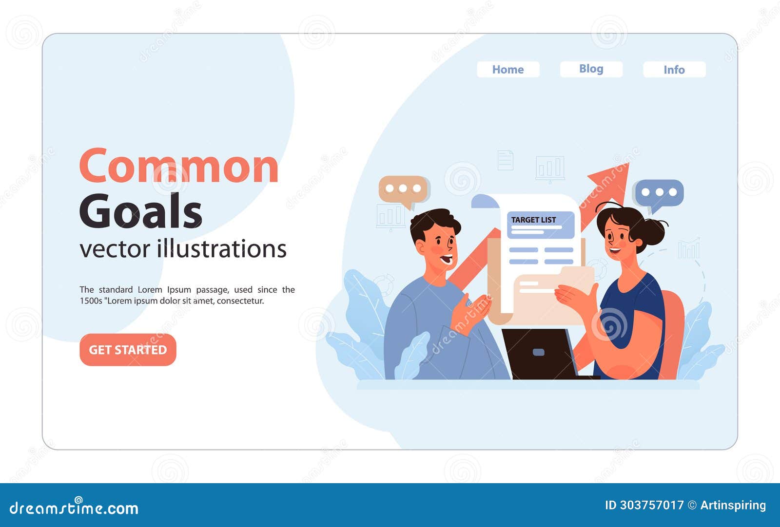 Common Goals Concept. Flat Vector Illustration. Stock Illustration ...