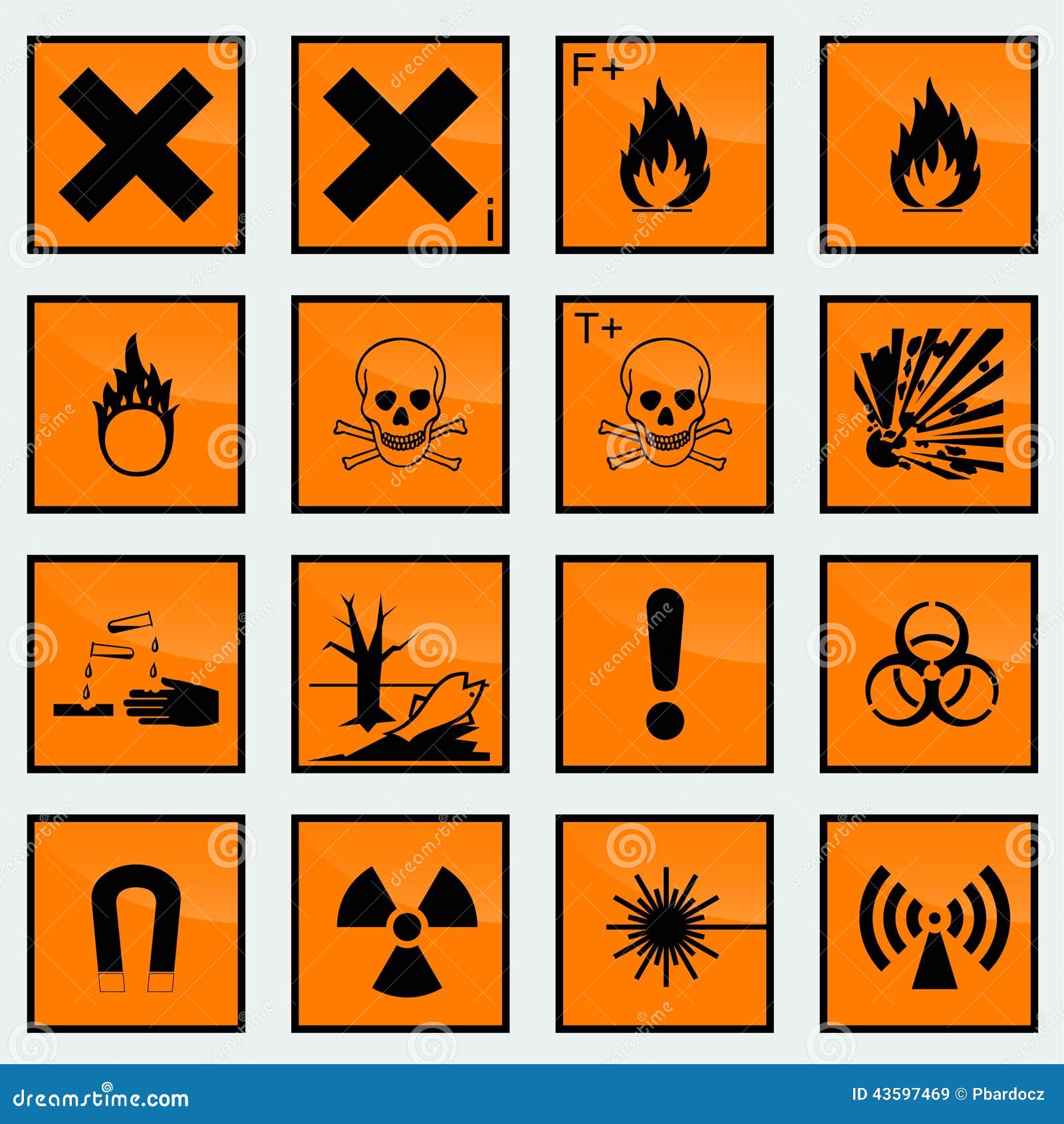 16 Common Hazard Sign Vector Illustration. Stock Vector - Illustration ...