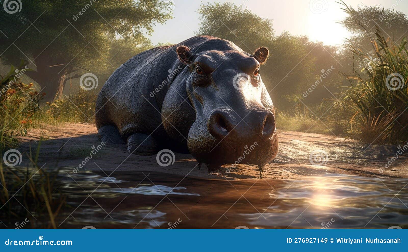 Common Hippopotamus or Hippo (Hippopotamus Amphibius) Showing ...