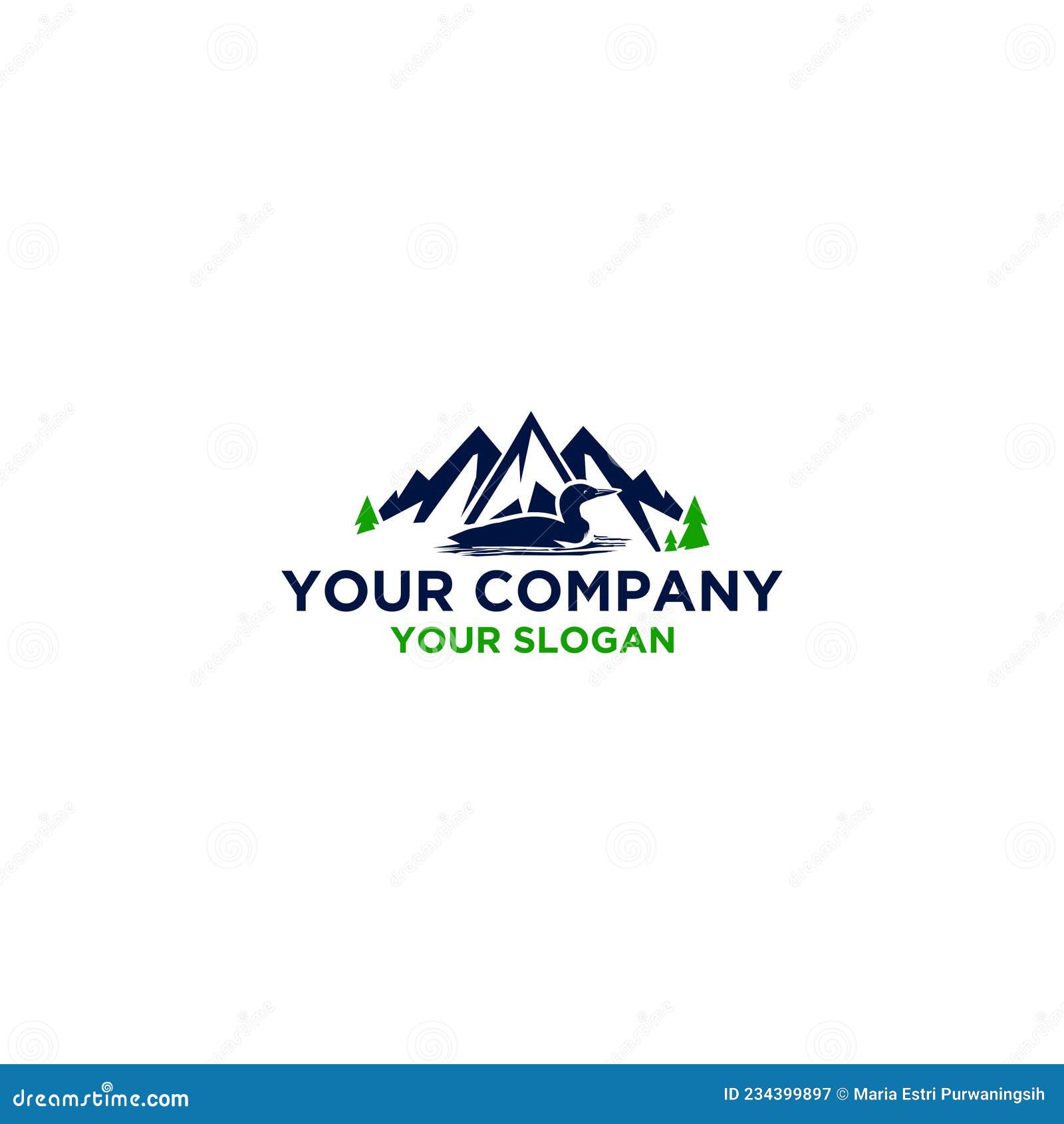 Common Loon in Mountain Logo Design Vector Stock Vector - Illustration ...