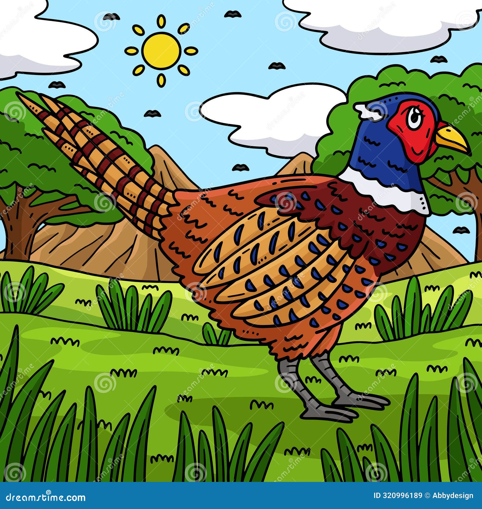 Common Pheasant Bird Colored Cartoon Illustration Stock Vector ...