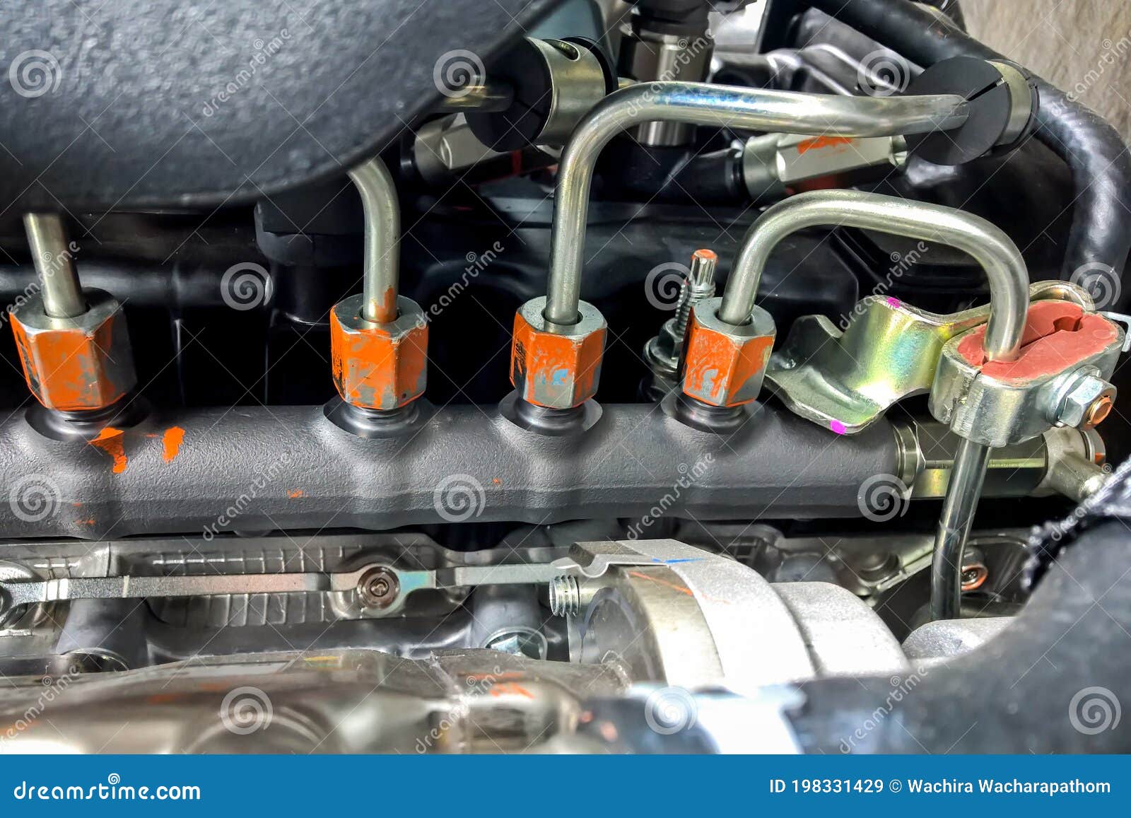 The Parts of Common Rail Injection System Stock Image - Image of ...