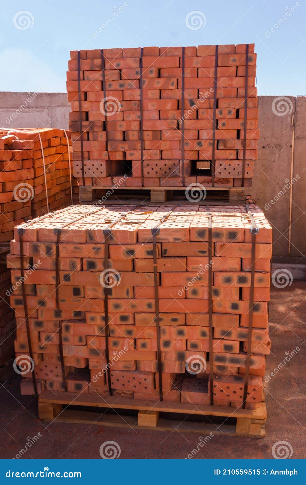 Common Red Bricks on the Pallets on a Warehouse Stock Image - Image of ...