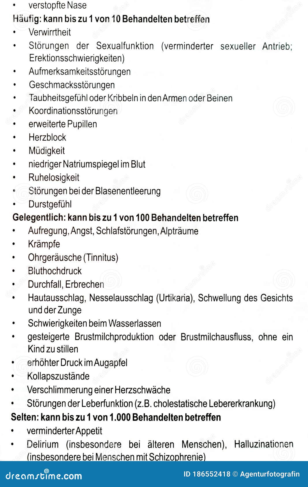 Medication Information Sheet Side Effects German Stock Photo - Image of ...