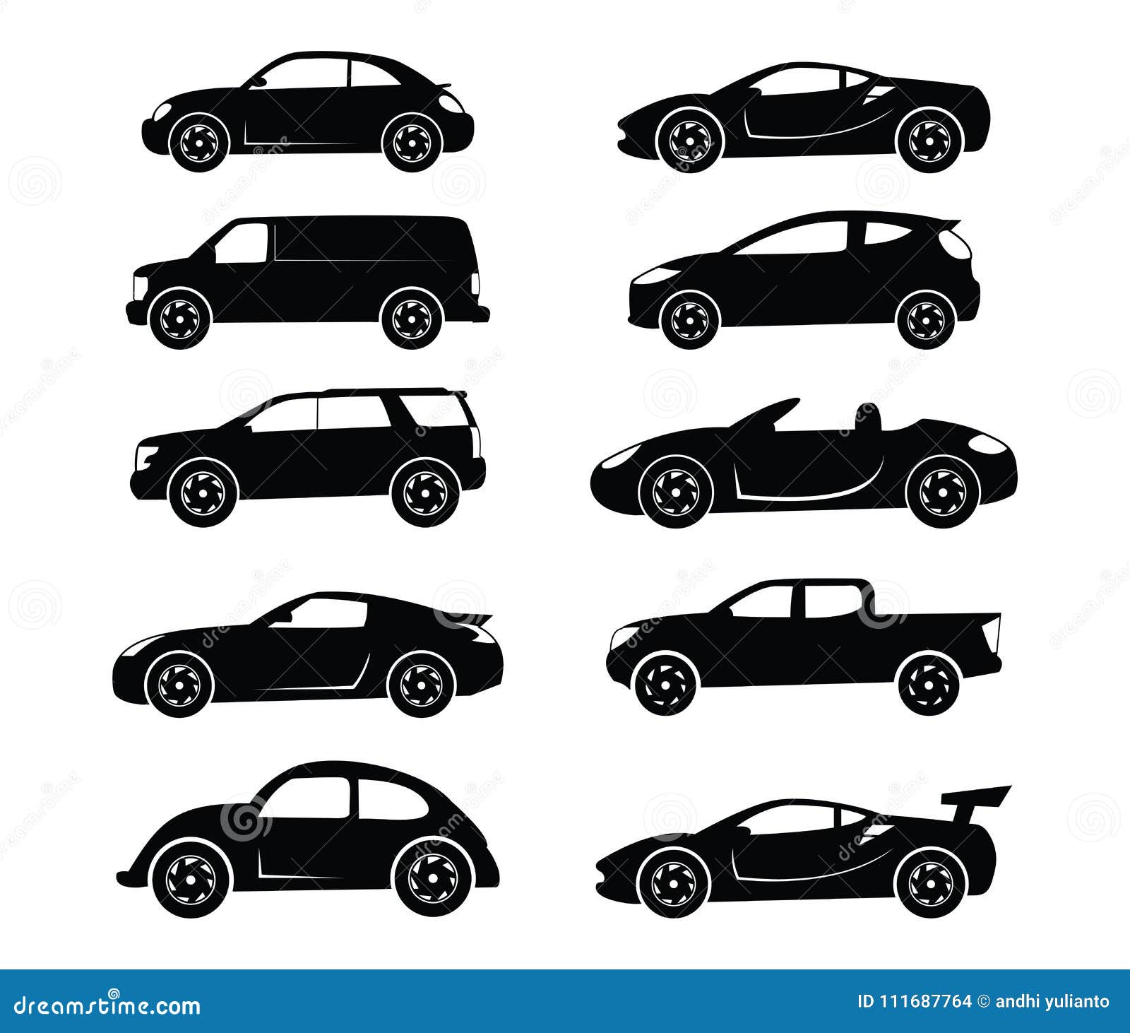 Common Simple Flat Car Silhouette Set Logo Stock Illustration ...