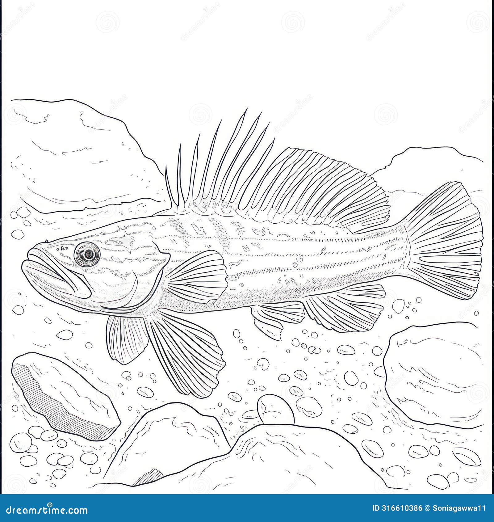 Common Snakehead Fish Drawing Coloring Book Page Royalty-Free Stock ...