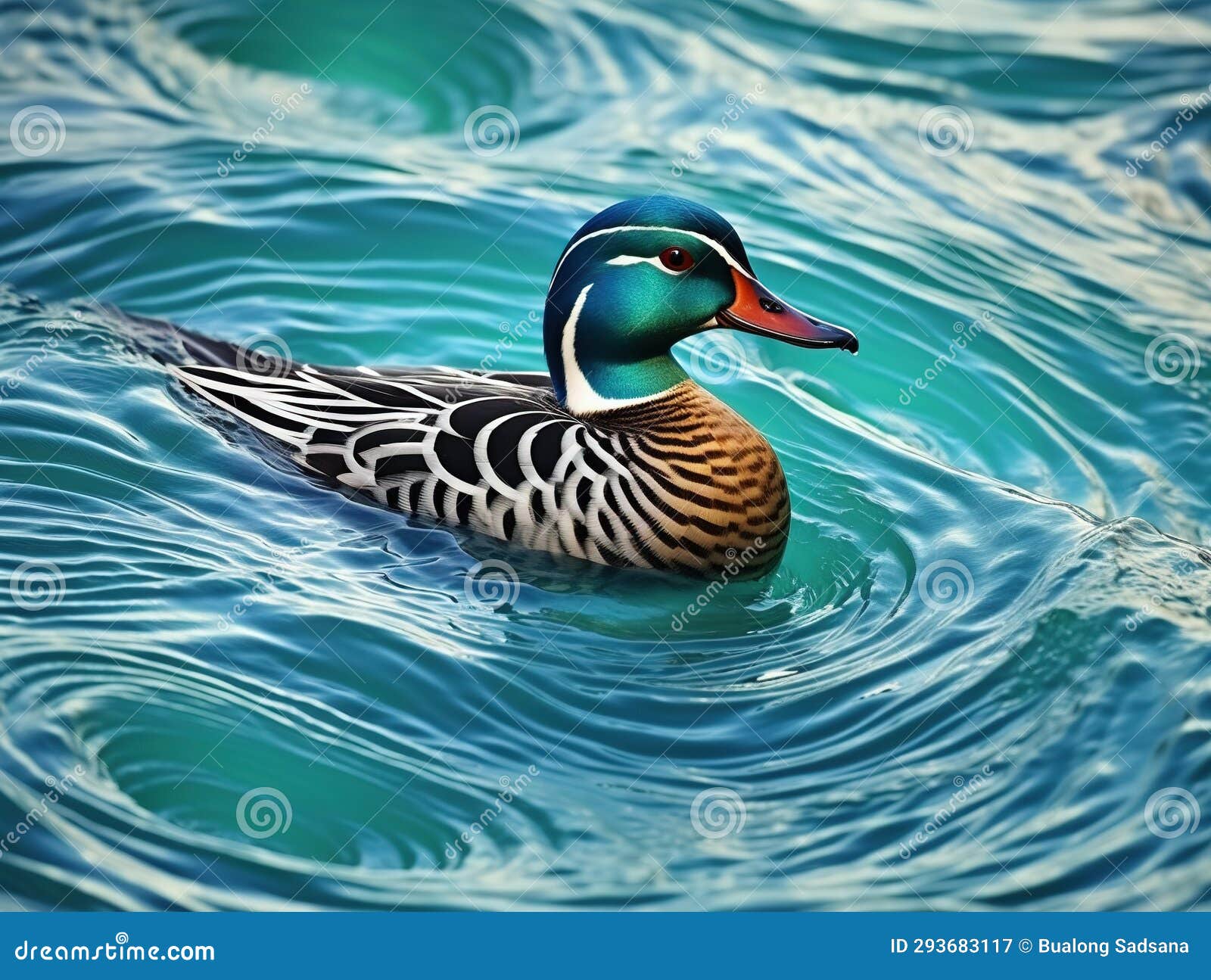 Common Teal on water stock illustration. Illustration of rings - 293683117