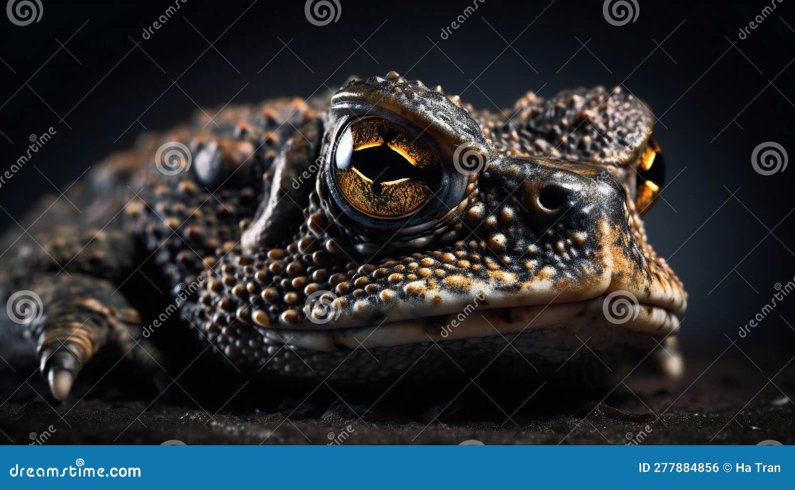 Common Toad (Bufo Bufo) On Black Background Stock Illustration ...