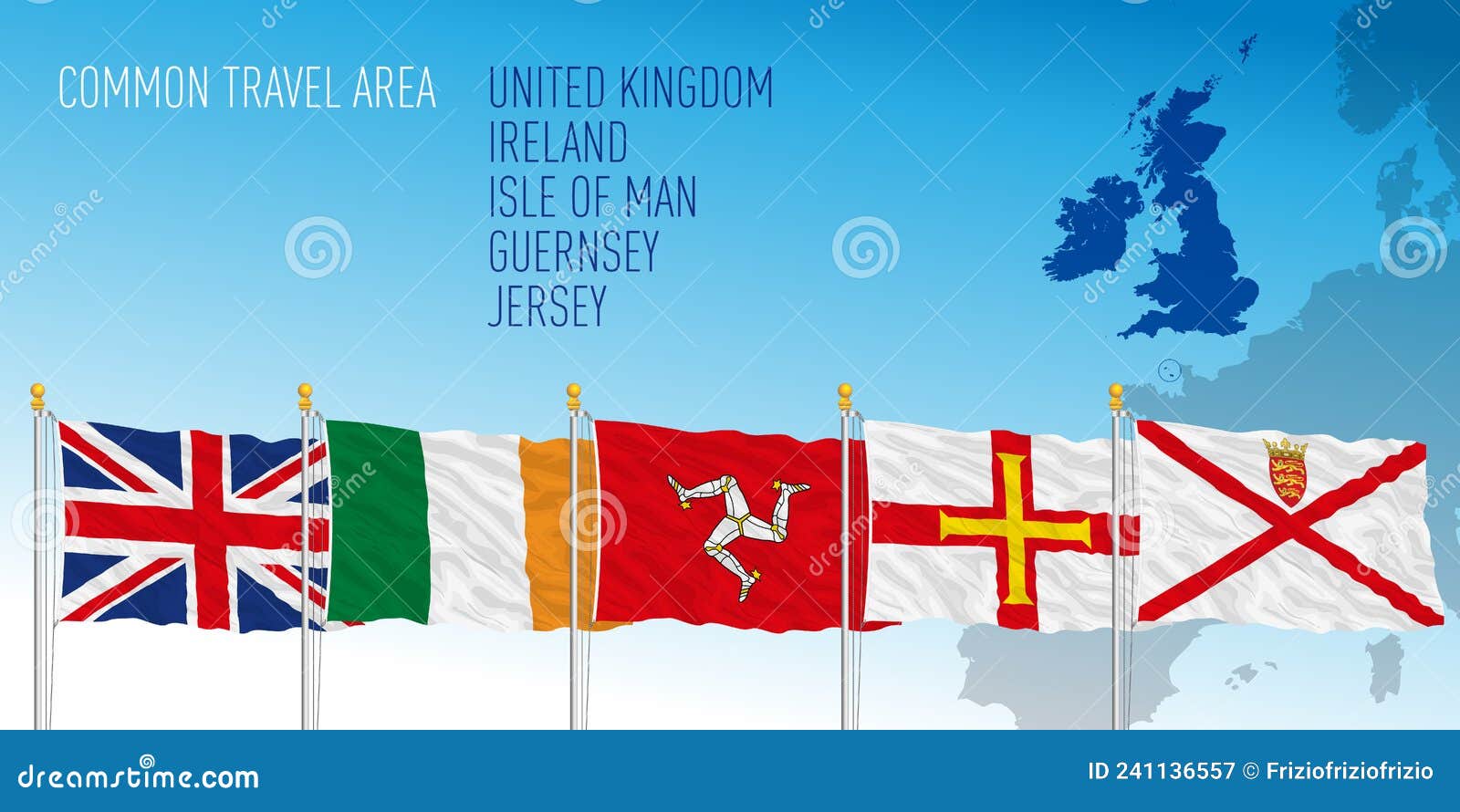 Common Travel Area Flags and Map Stock Vector - Illustration of design ...