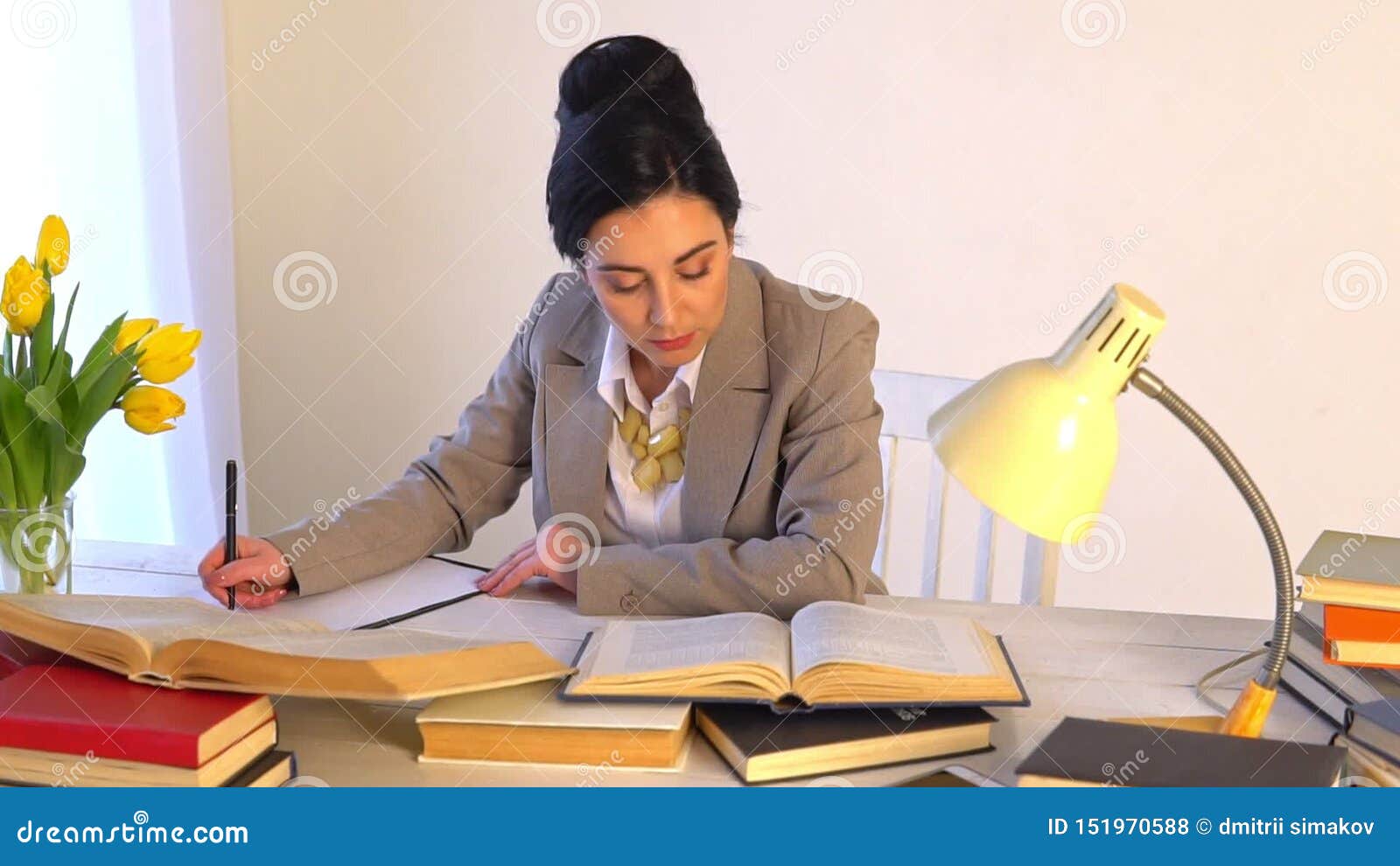 Contact Business People Working Writing Information Documents Stock ...