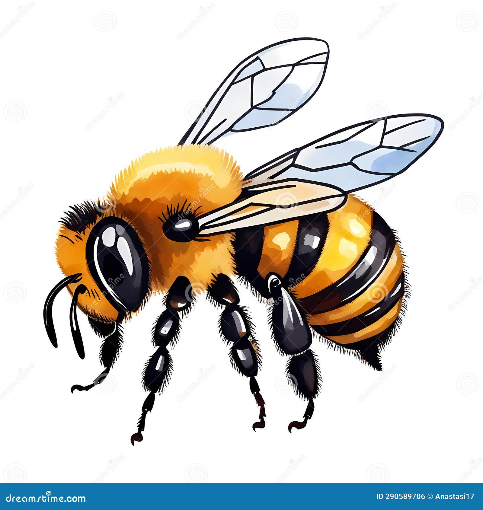 Common worker bee stock illustration. Illustration of isolated - 290589706
