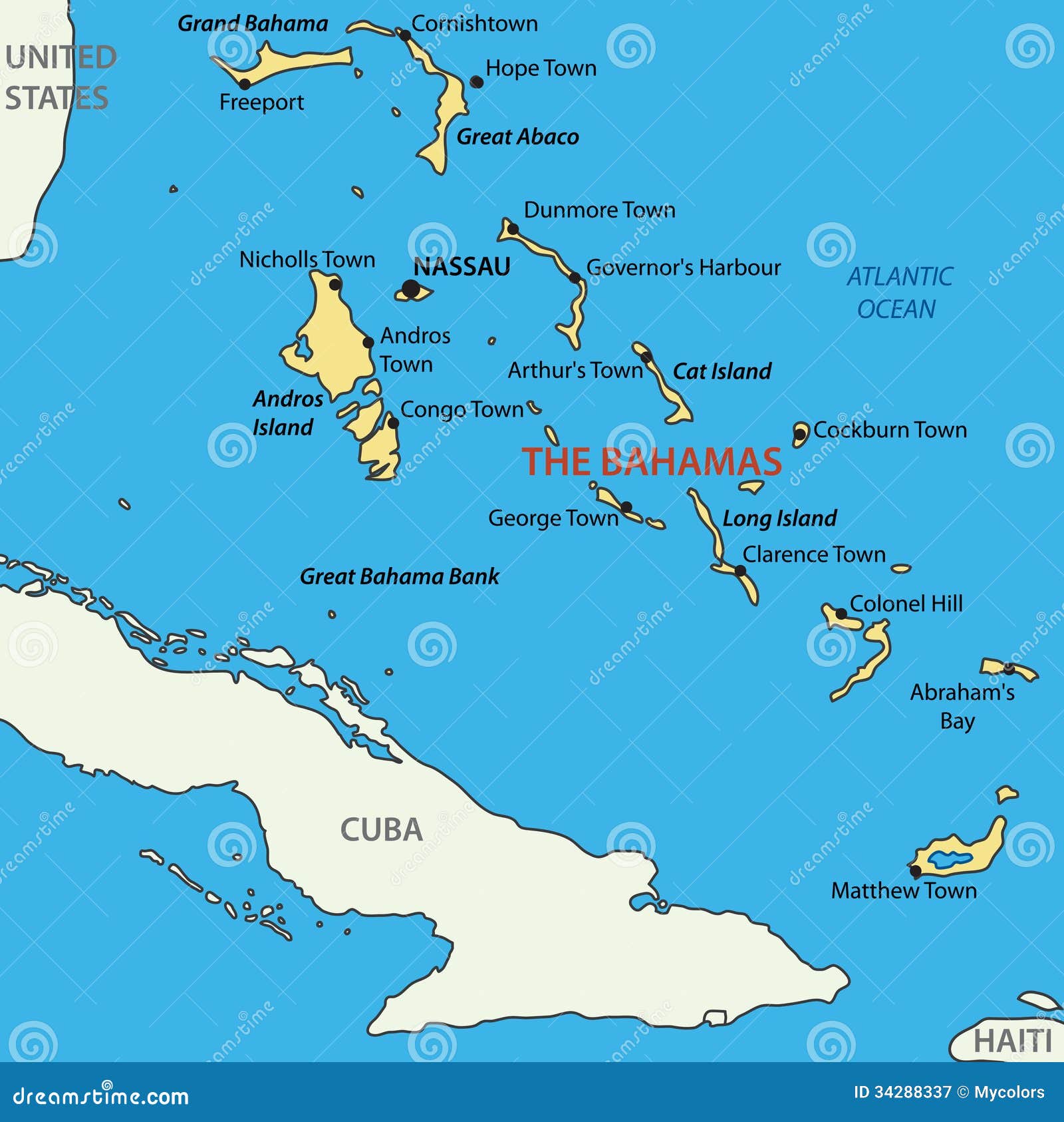 Commonwealth De Las Bahamas - Mapa Ilustración del Vector - Ilustración ...