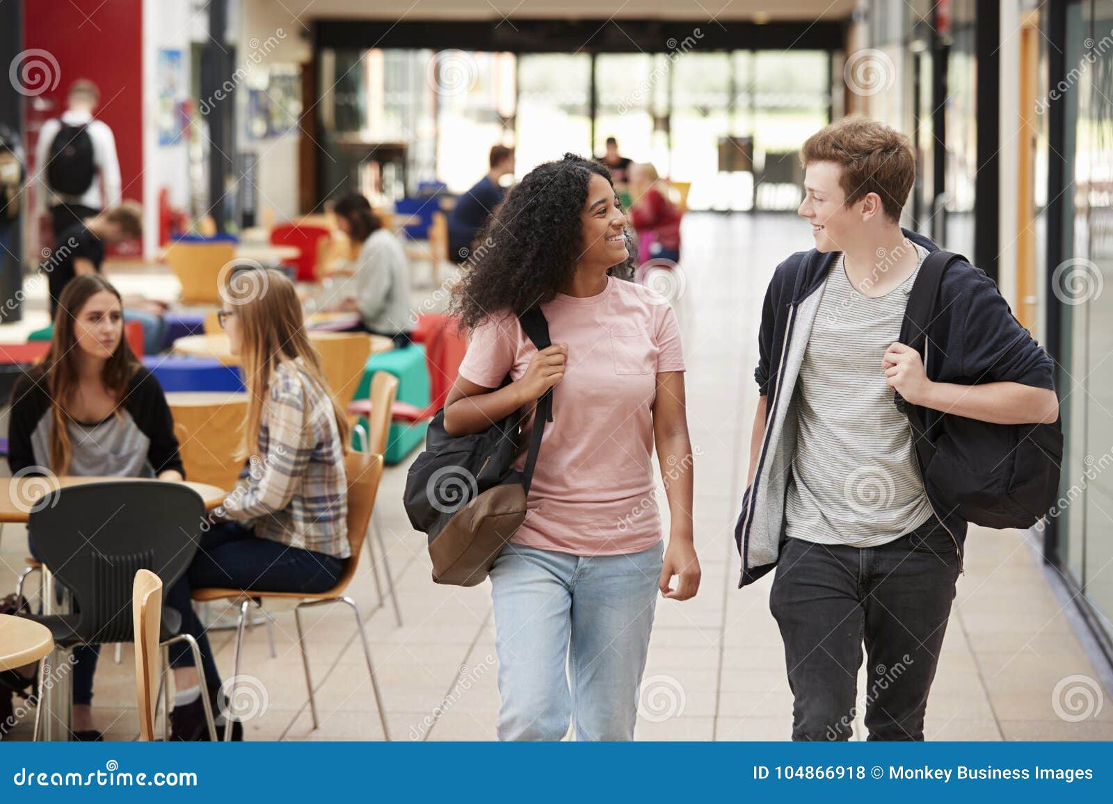 Communal Area of Busy College Campus with Students Stock Photo - Image ...