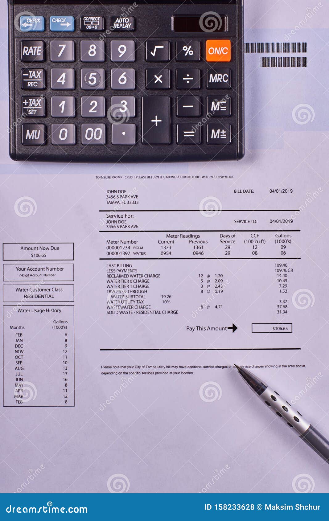 Utility bill stock photo. Image of calculation, account - 158233628