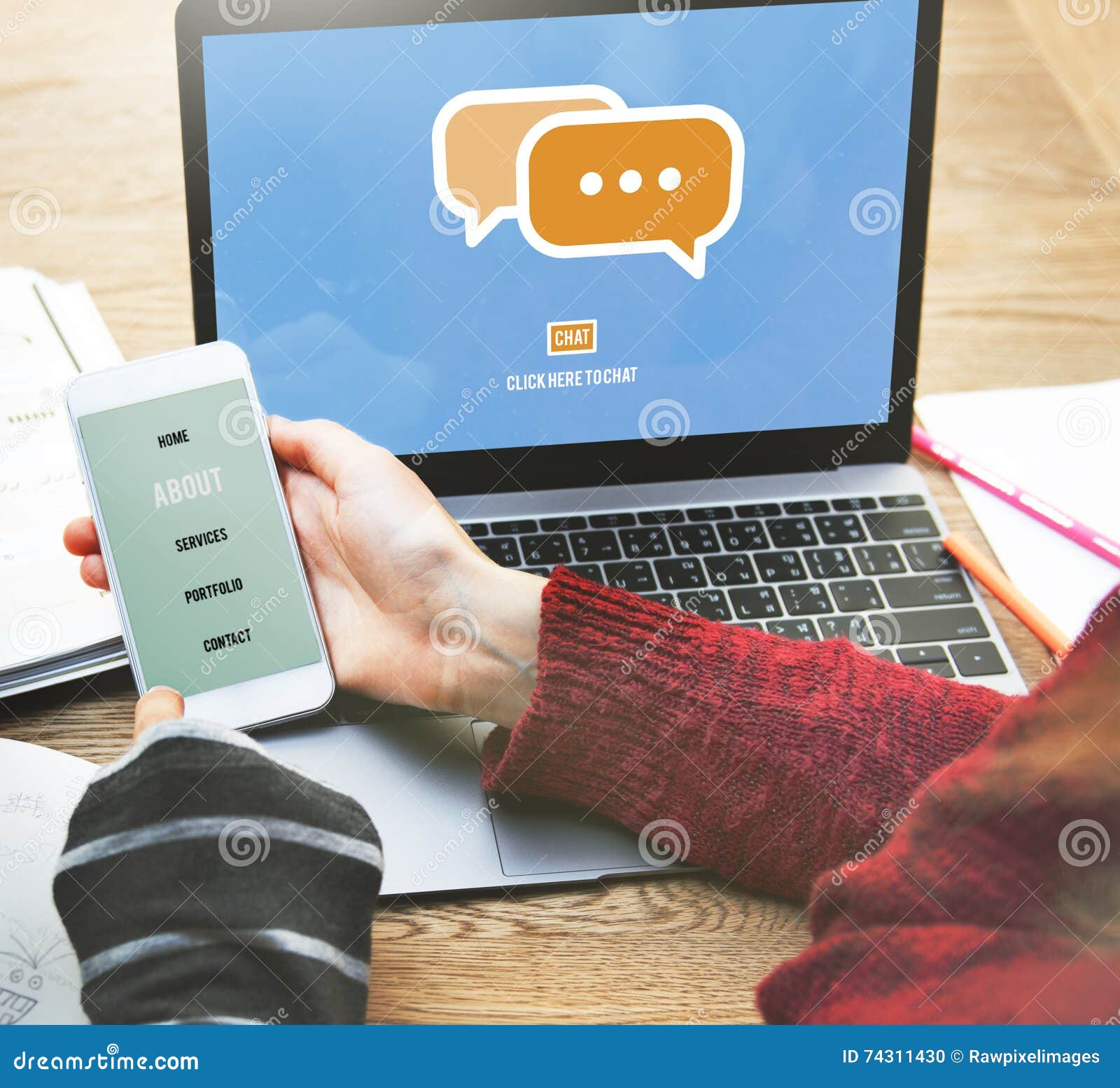 Communicate Socialize Talk Connect Technology Concept Stock Photo ...