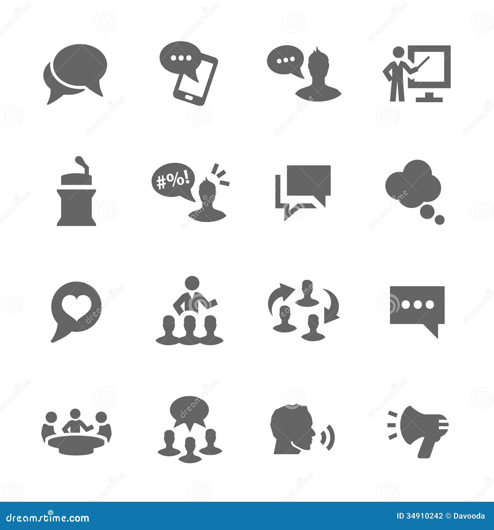 Communicatie pictogrammen vector illustratie. Illustration of besluiten ...
