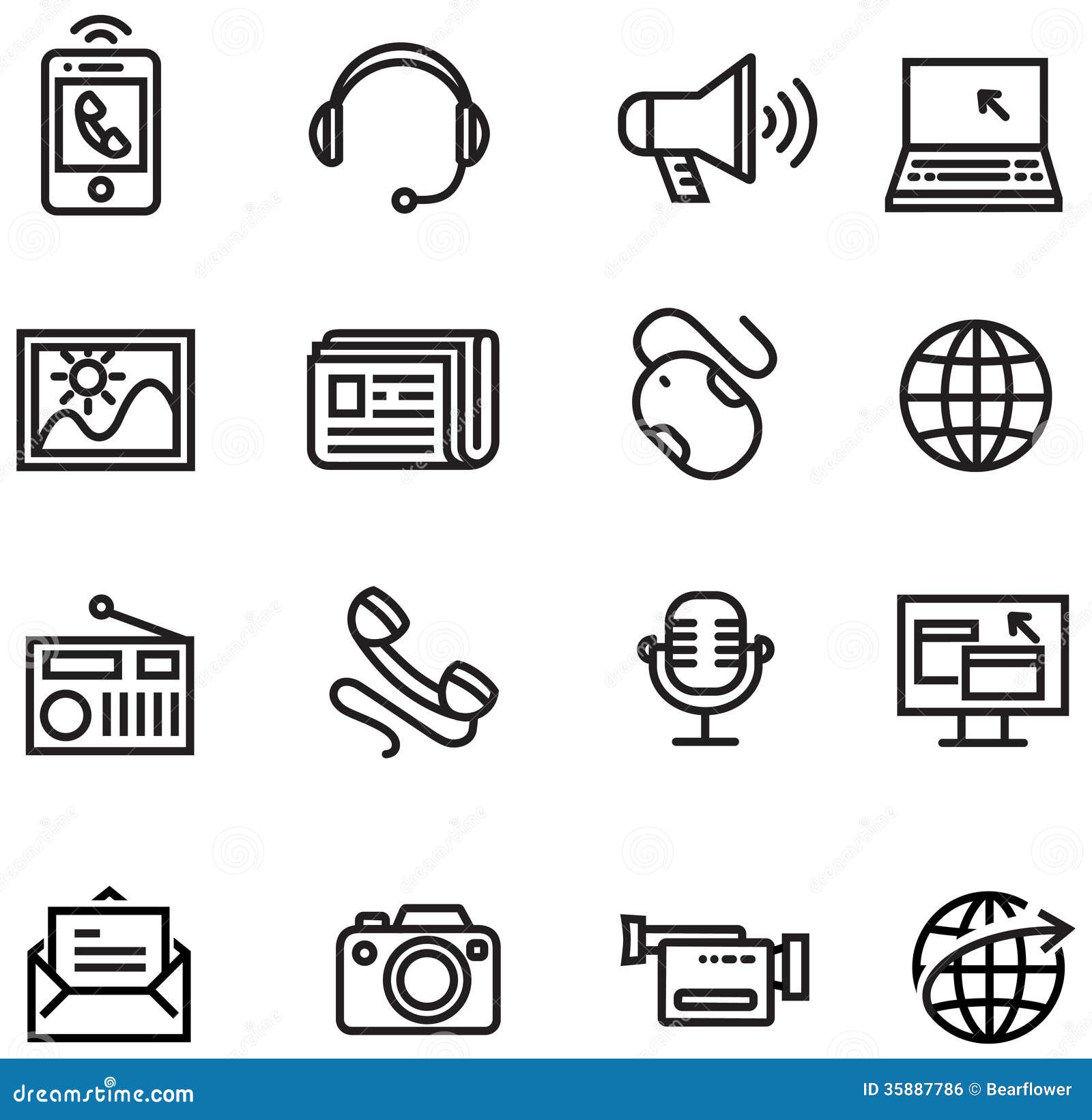 Communicatie pictogrammen vector illustratie. Illustration of muis - 35887786