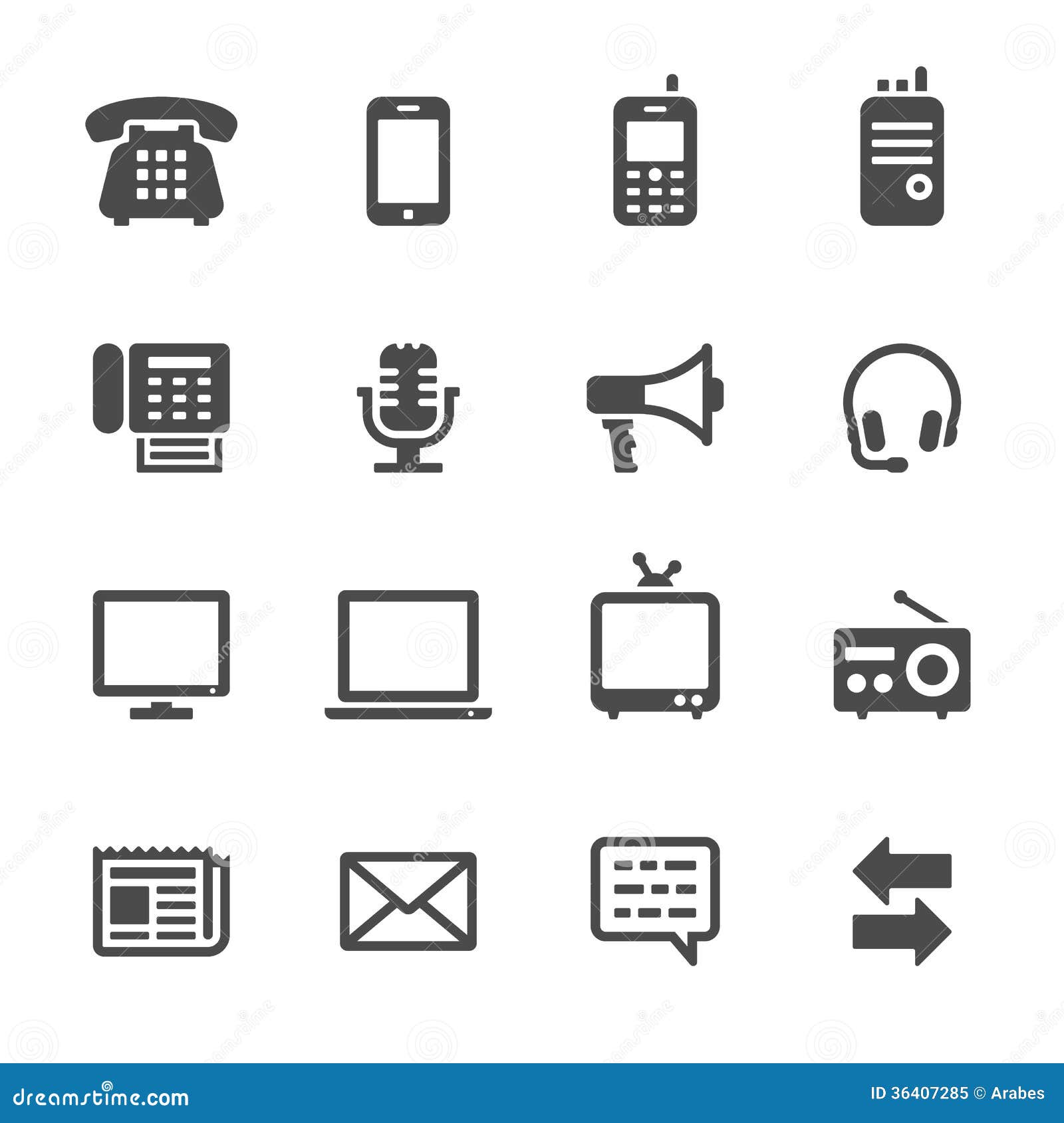 Communicatie pictogrammen vector illustratie. Illustration of netwerk ...