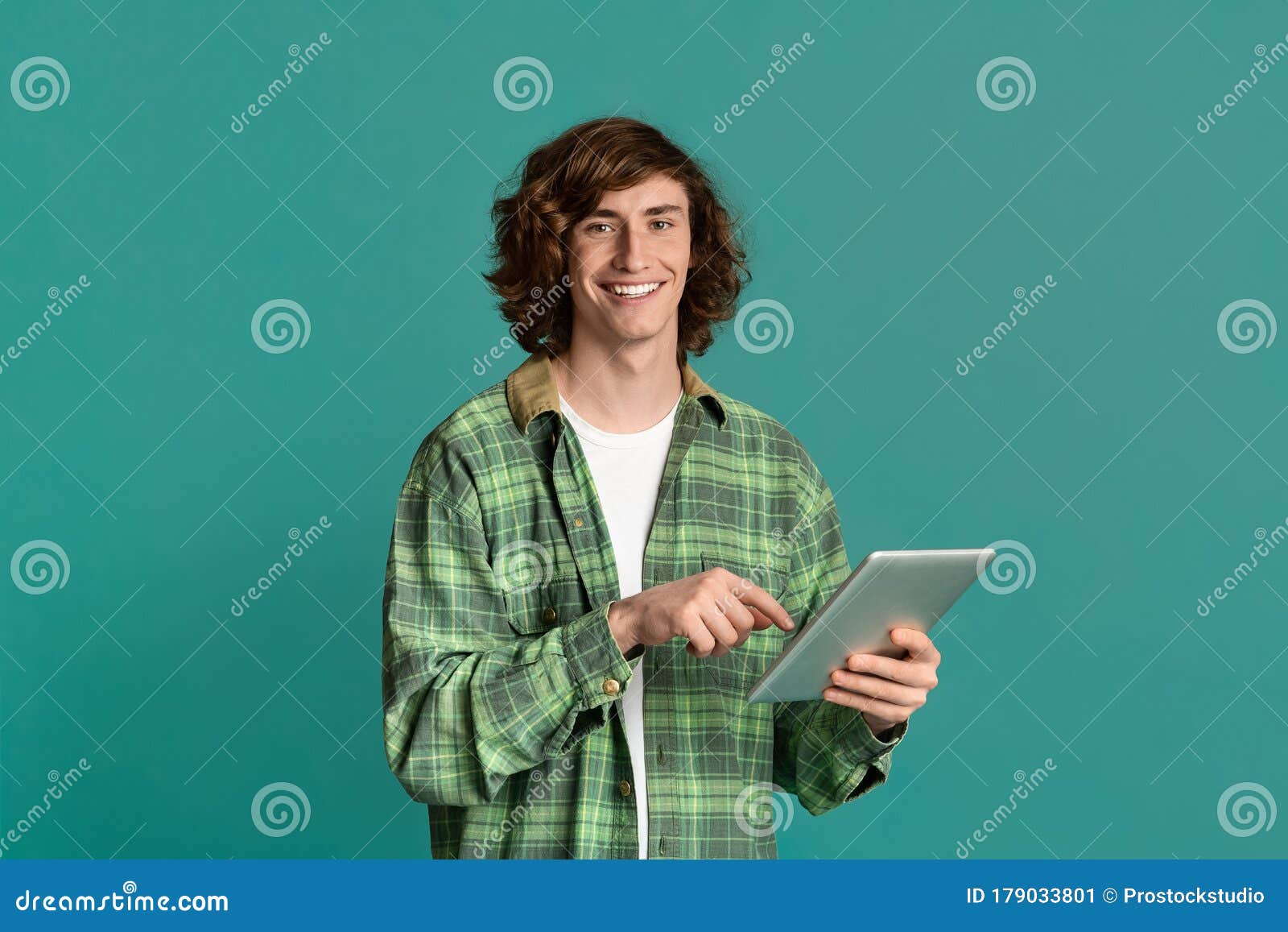 Communicating Online. Portrait of Millennial Hipster Using Tablet ...