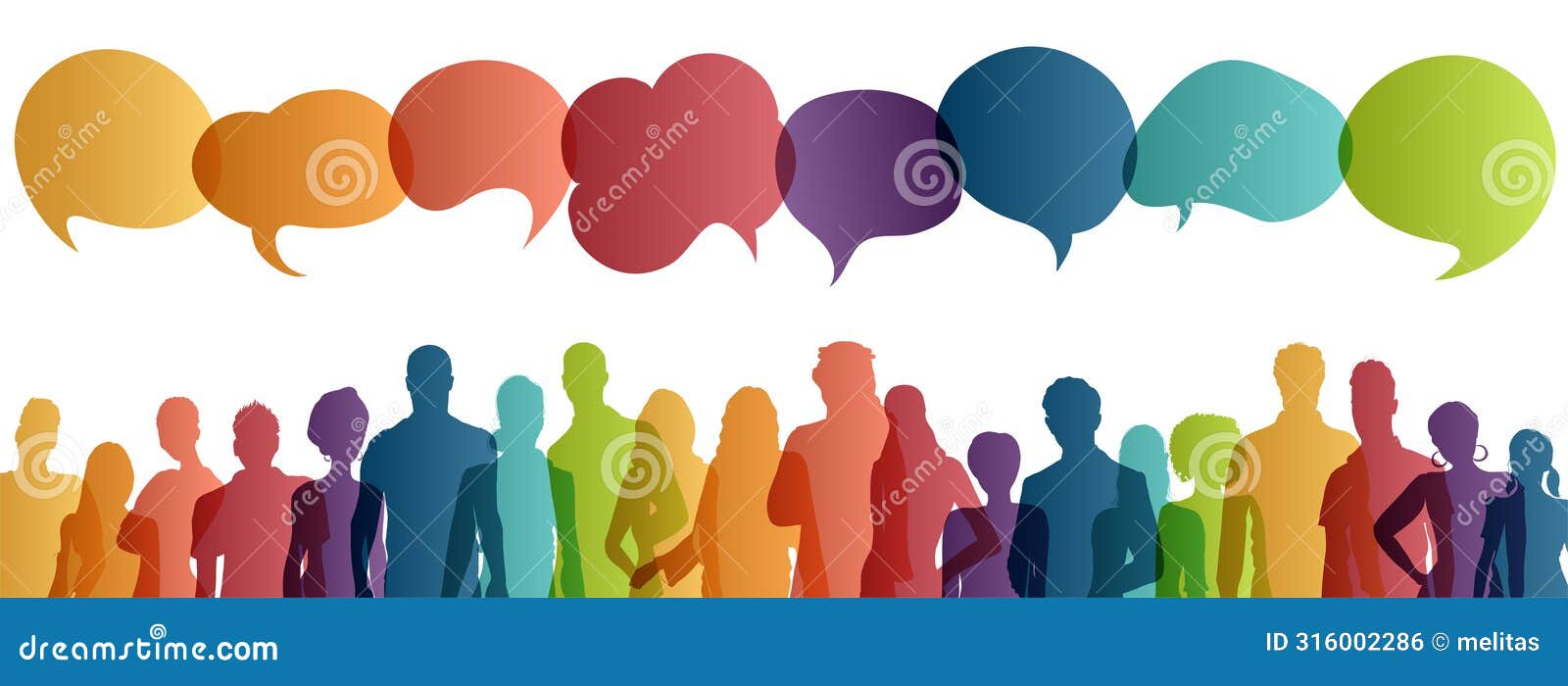 Communication. Multicultural Dialogue Represented by Colored Silhouette ...