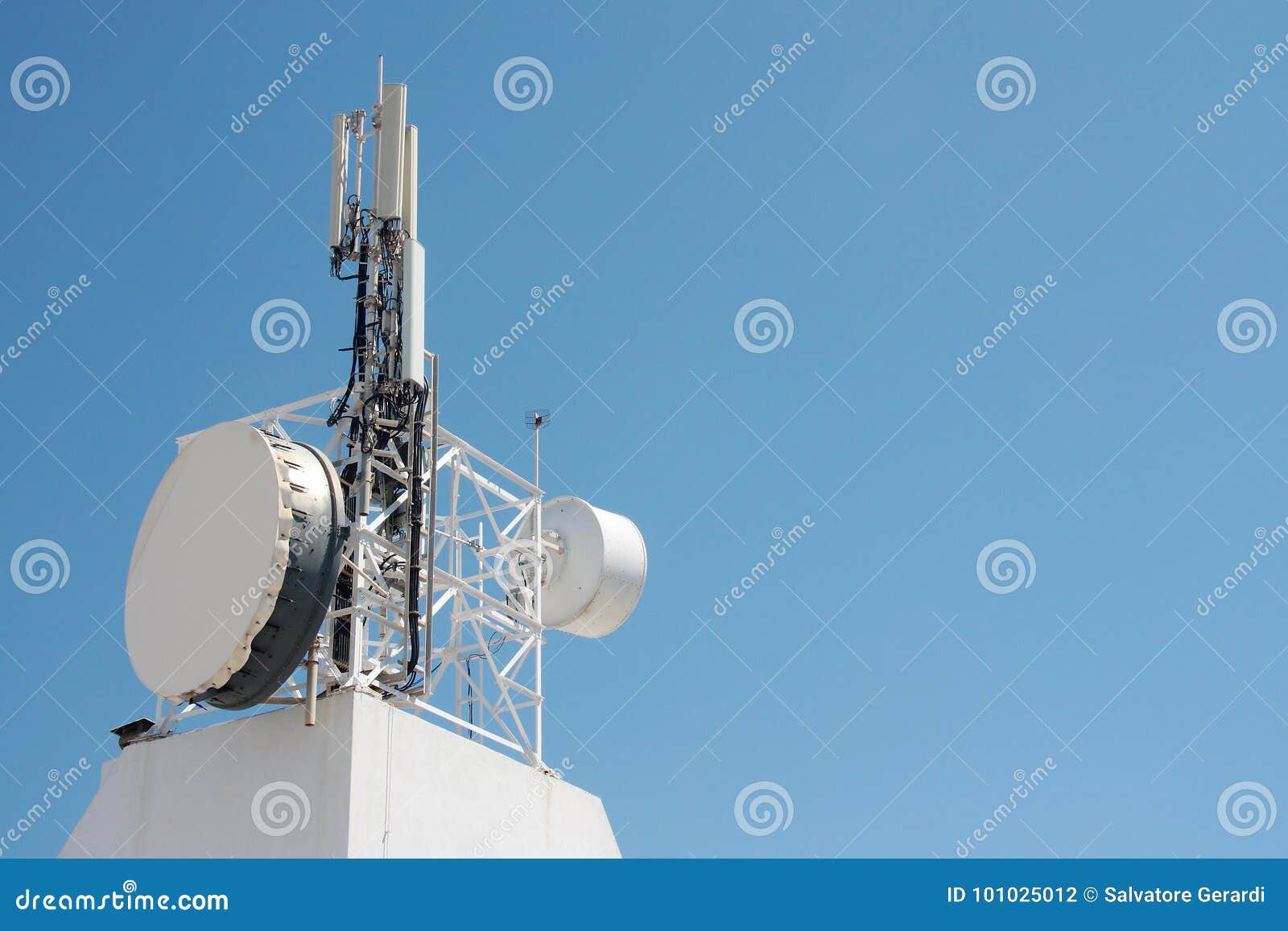 Communication Antenna Repeater Mounted on a Building Stock Photo ...