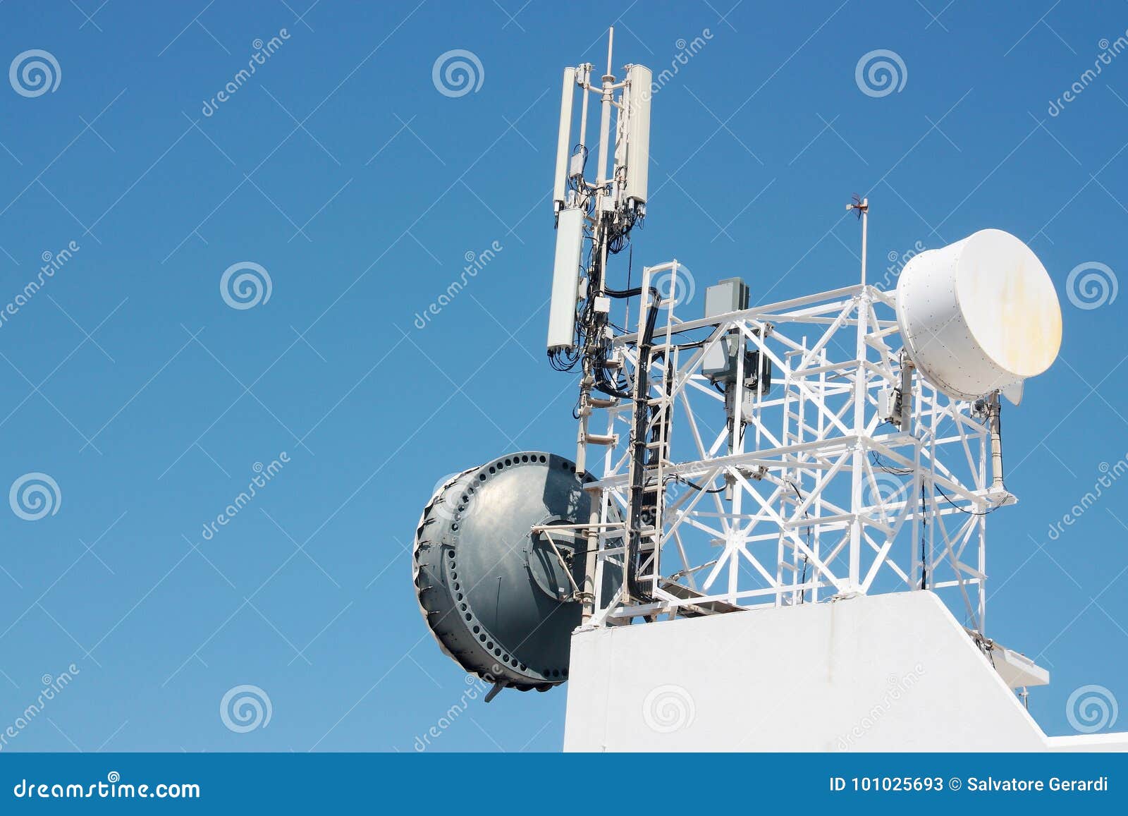 Communication Antenna Repeater Mounted on a Building Stock Image ...