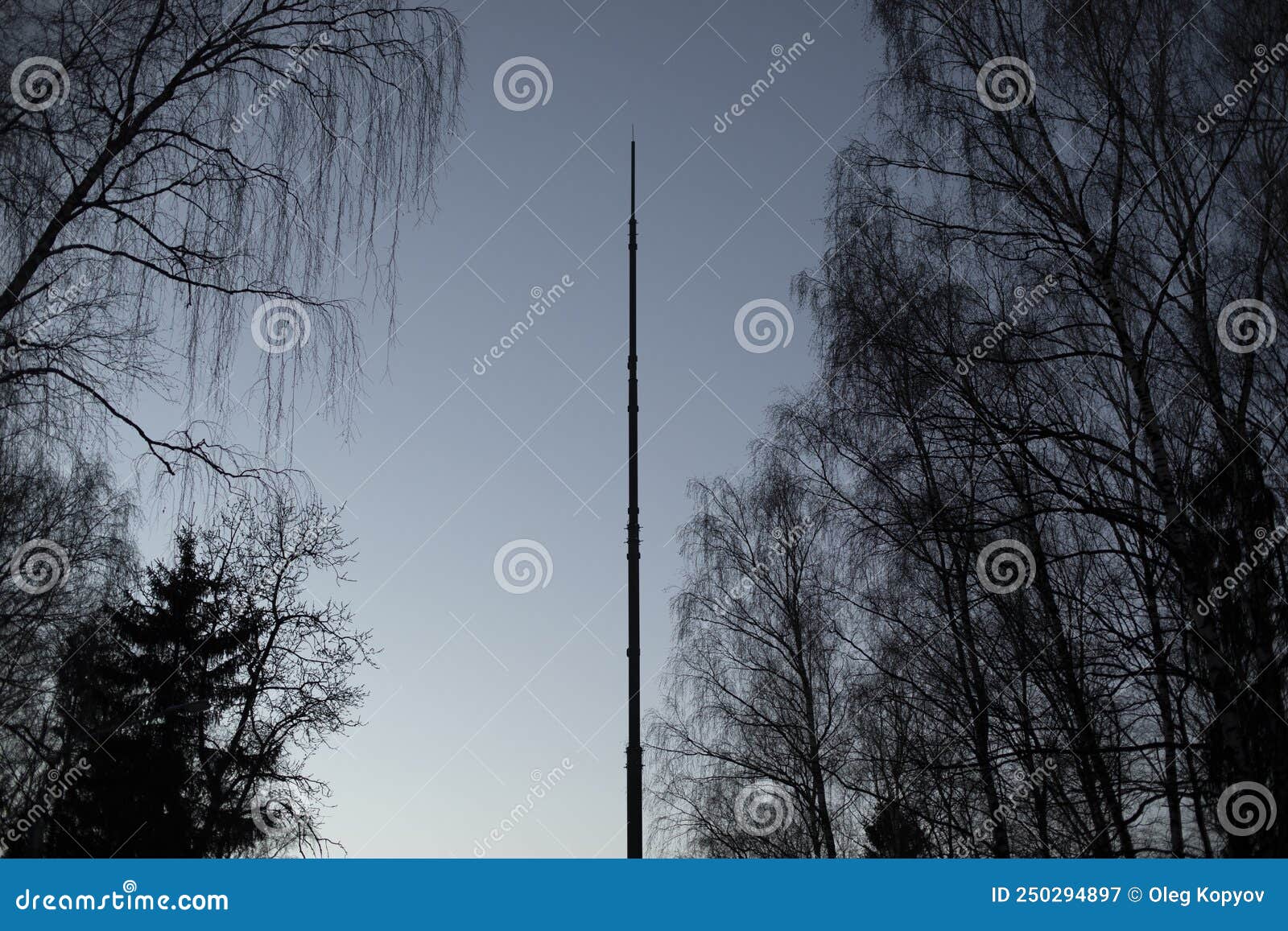 Communication Antenna among Trees. Pillar of Great Height Stock Image ...
