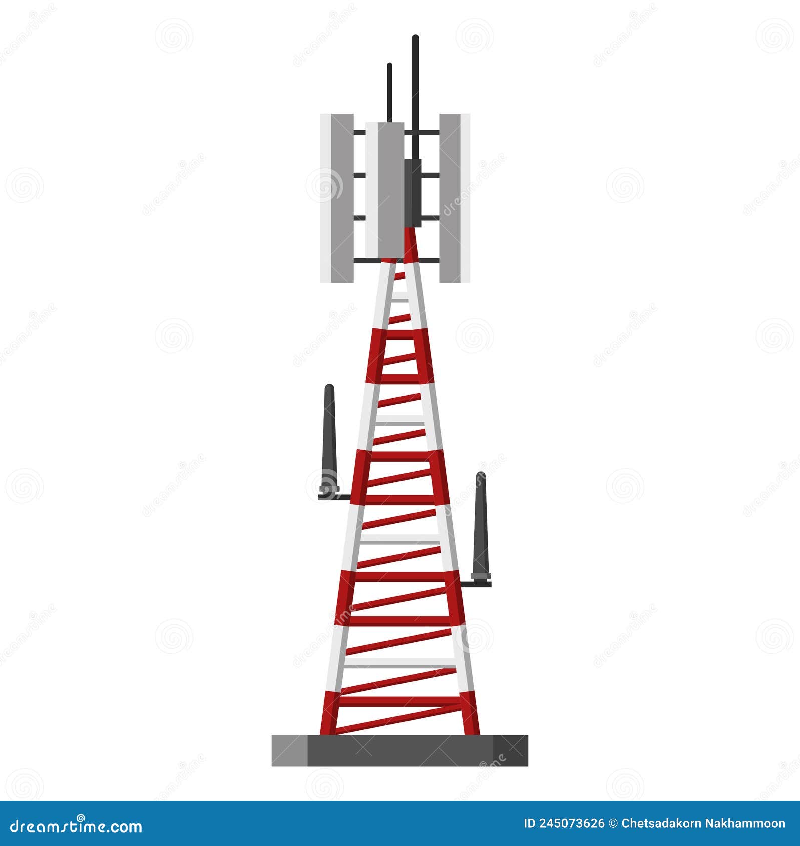 Communication Antenna in Trendy Flat Design Isolated Vector on White ...