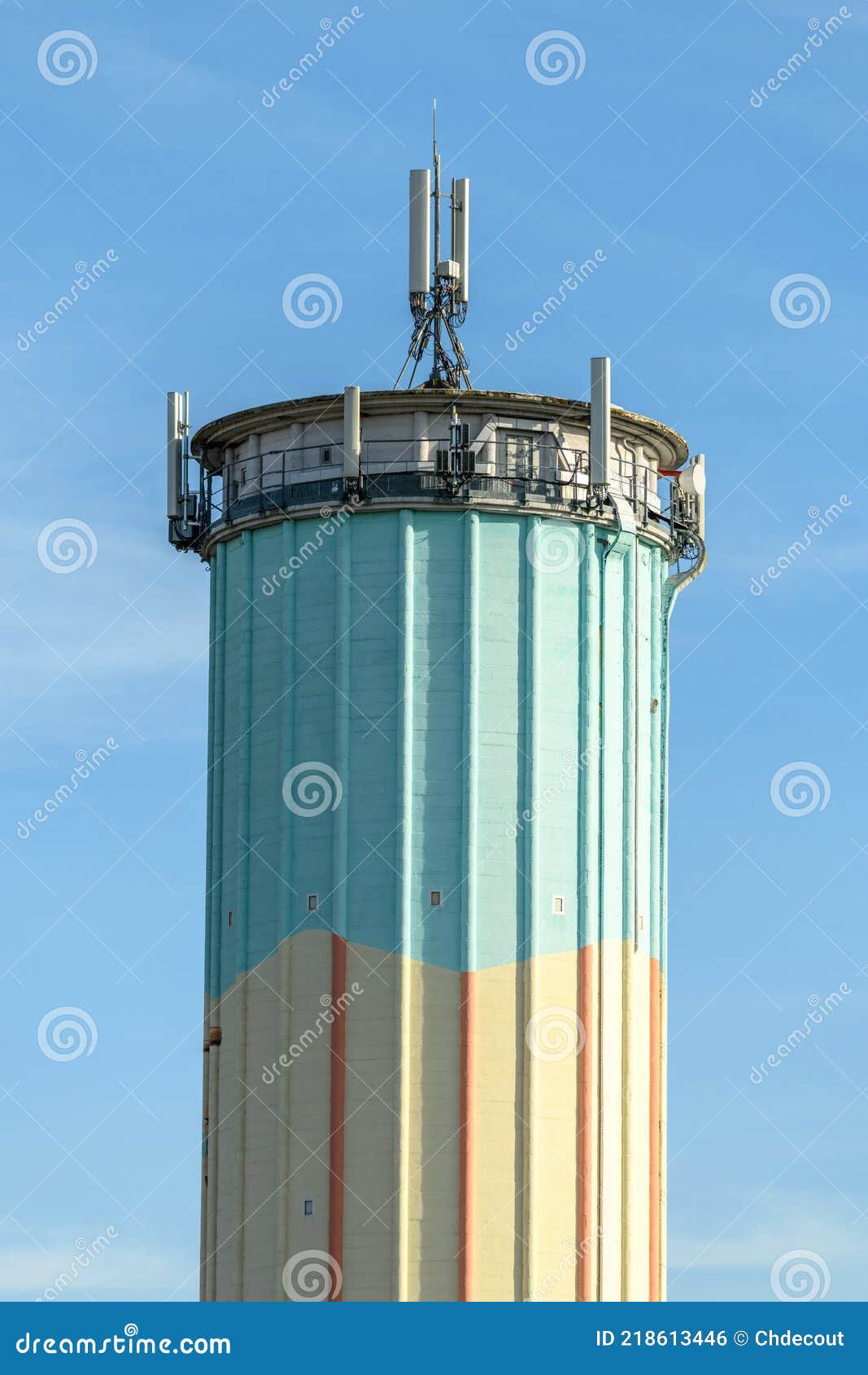 Communication Antenna on a Water Tower in the Alsace Plain Stock Photo ...