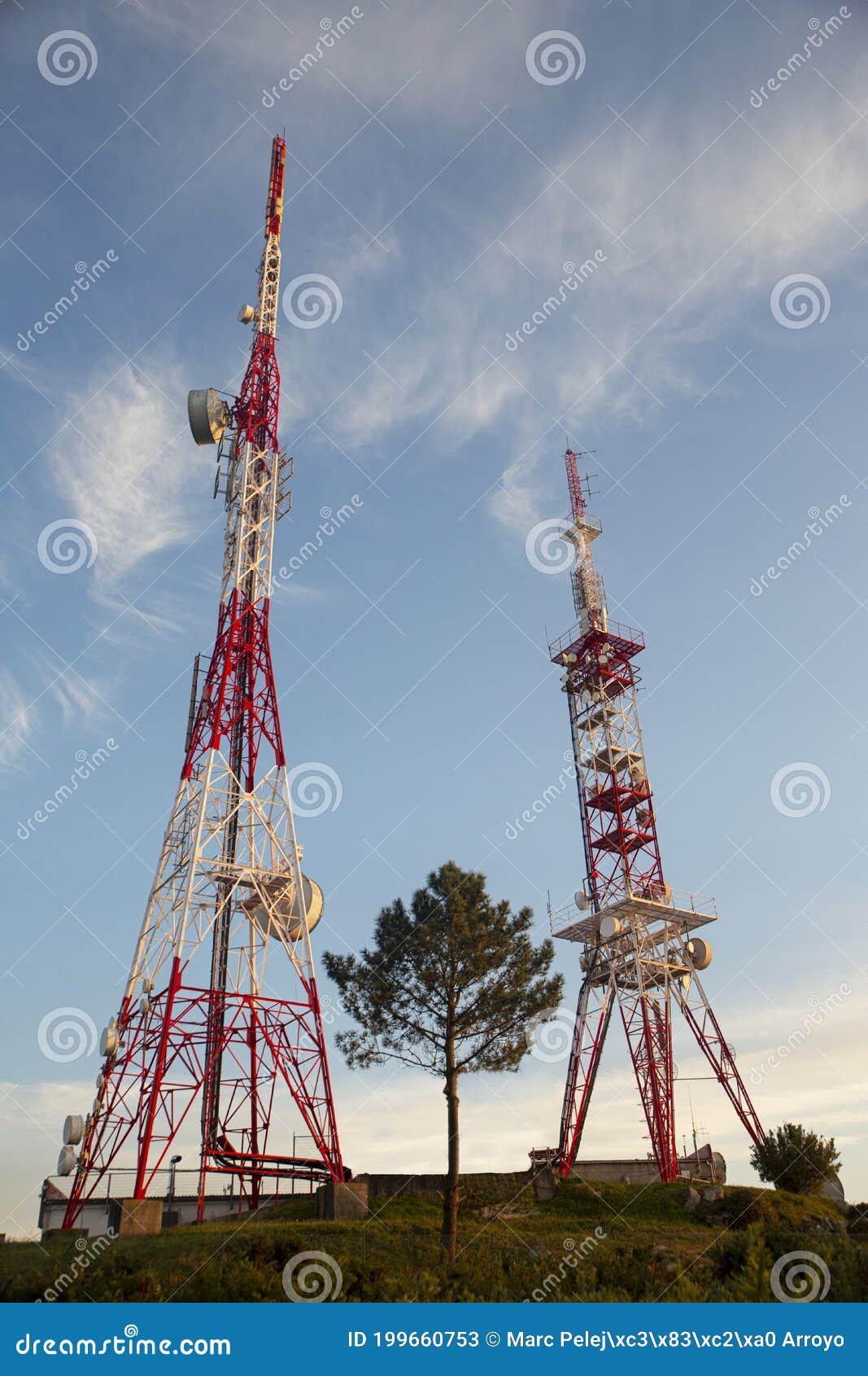Communication Antennas on the Top of a Mountain Stock Image - Image of ...