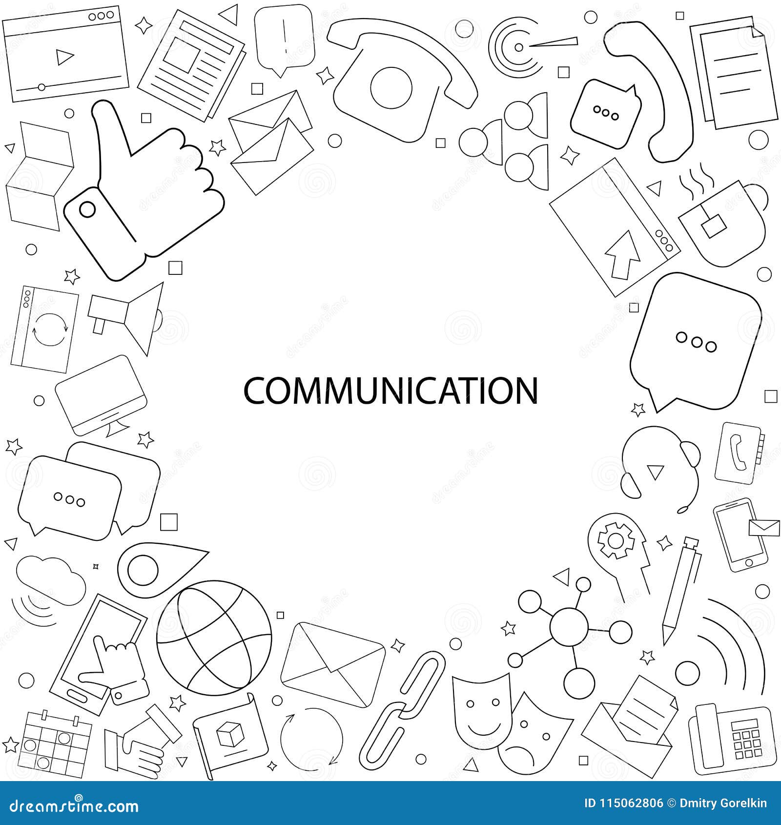 Communication Background from Line Icon Stock Vector - Illustration of ...