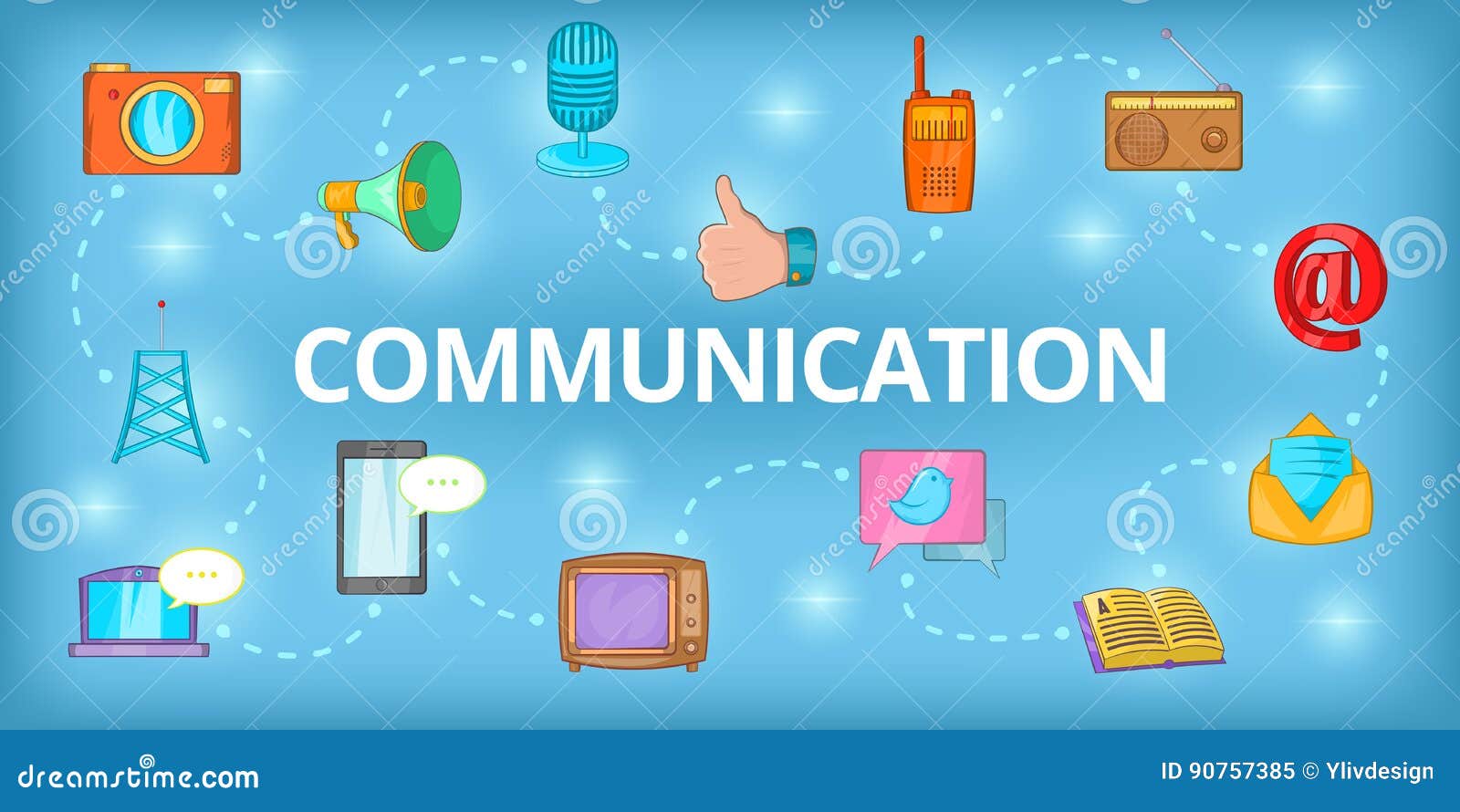 Communication Banner Horizontal, Cartoon Style Stock Vector ...