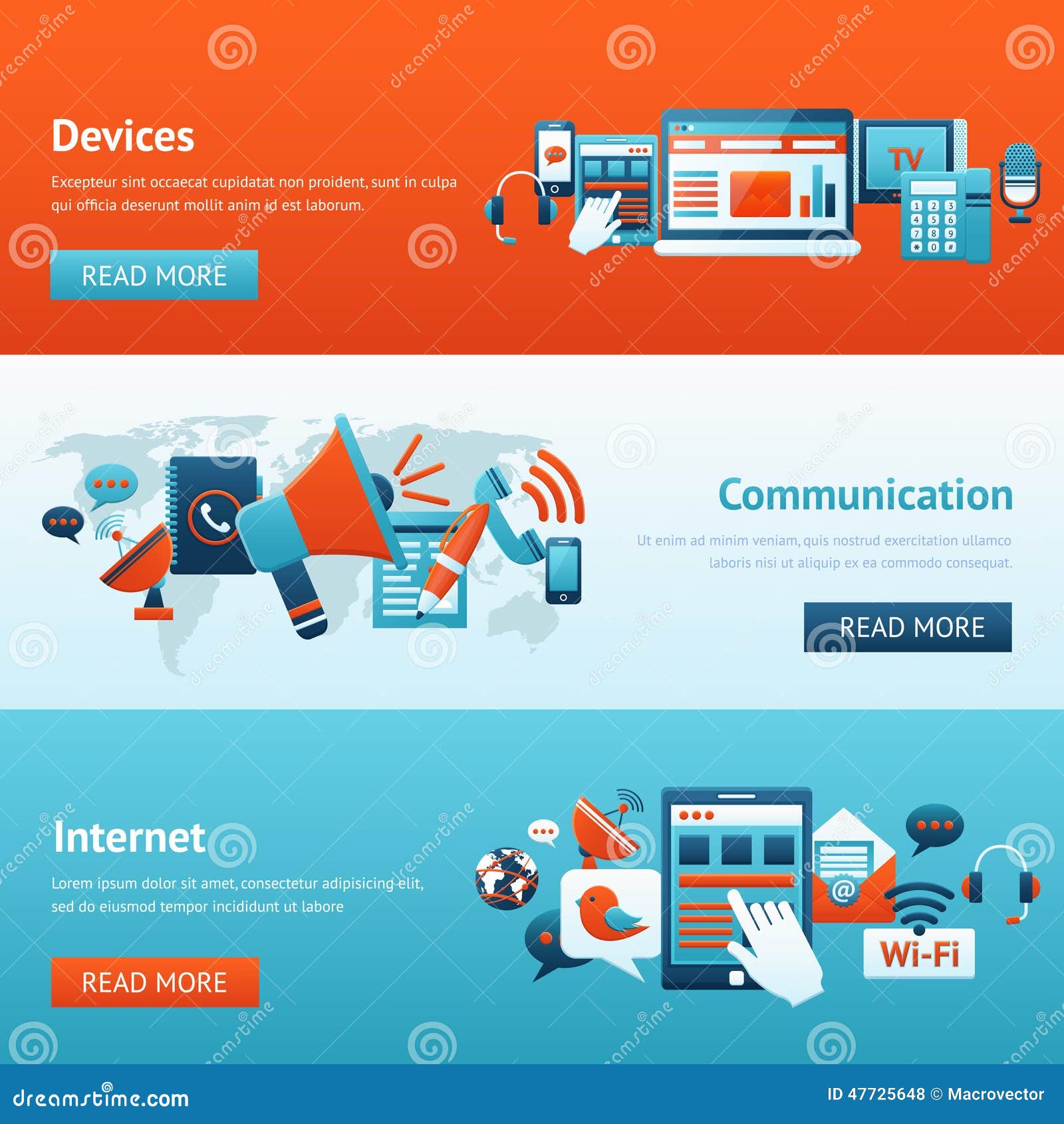 Communication Banner Set stock vector. Illustration of marketing - 47725648