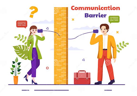 Communication Barrier Vector Illustration with Bad Communications ...
