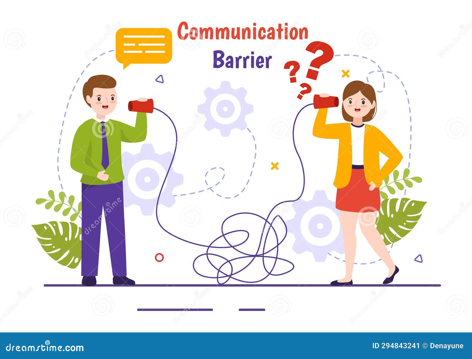 Communication Barrier Vector Illustration with Bad Communications ...